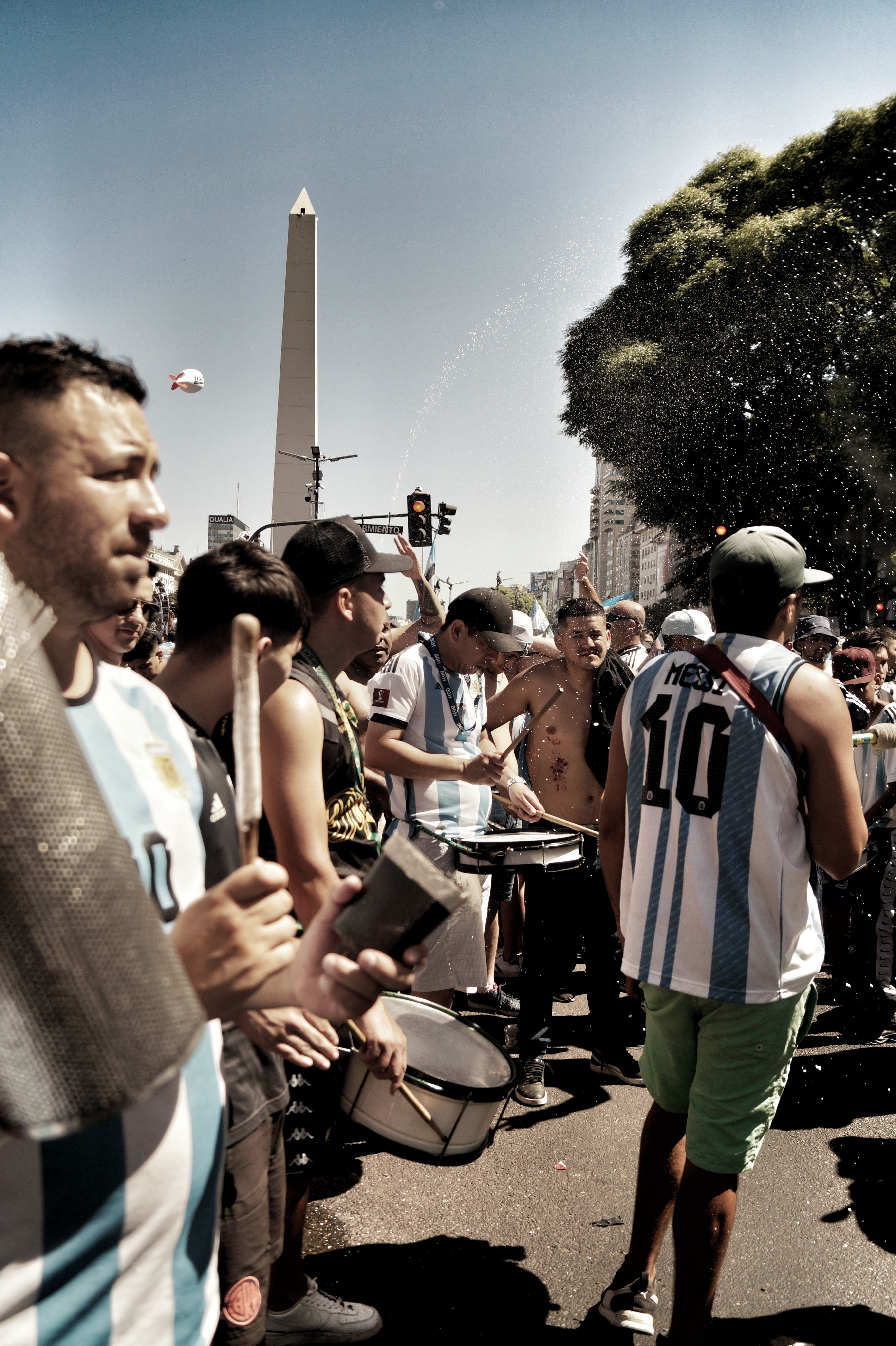Man Wearing Argentina Soccer Team Jersey Walking on a Street and ...
