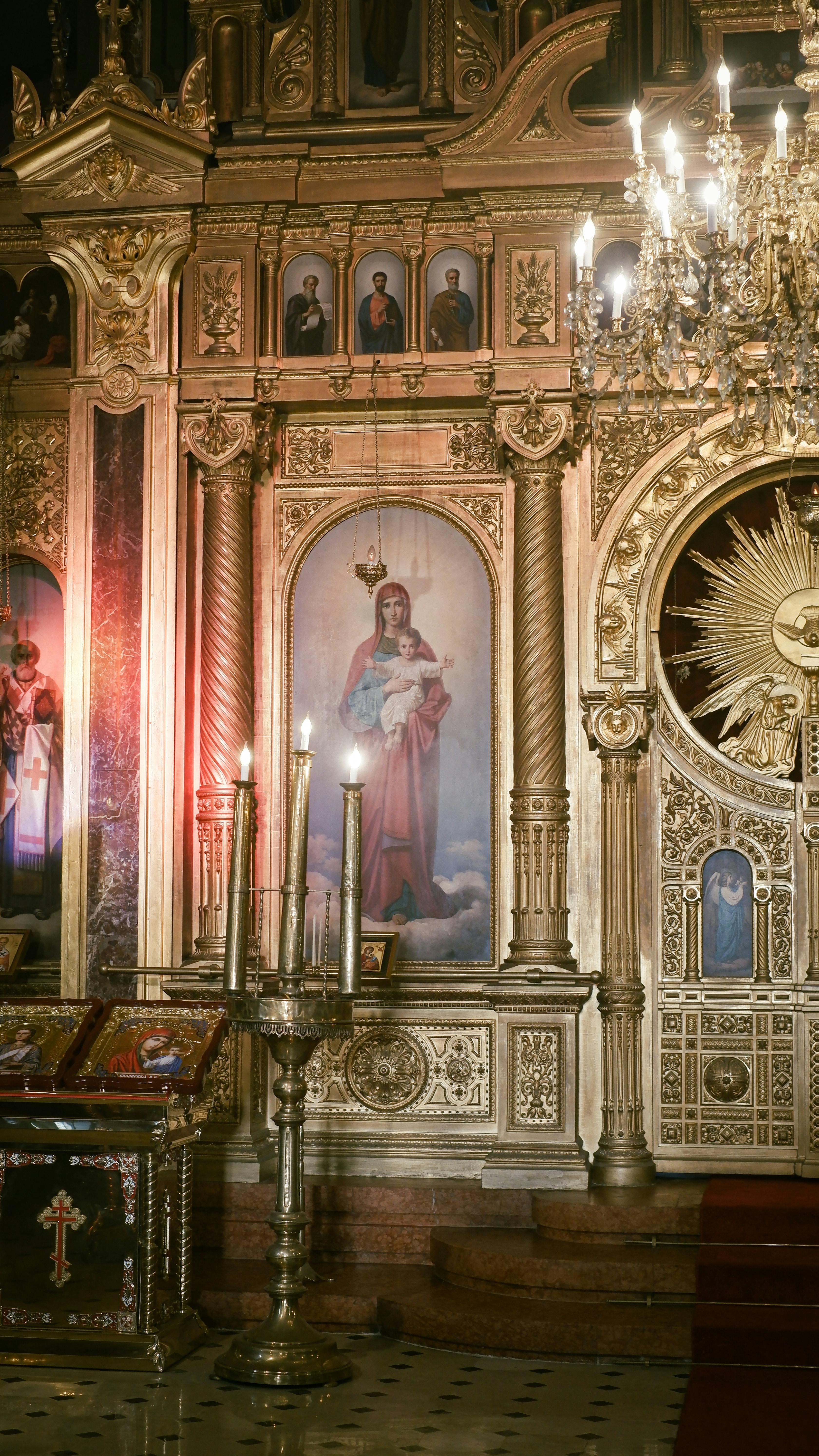 Orthodox Framed Pictures of Saints in Frames on Shelves in Old ...