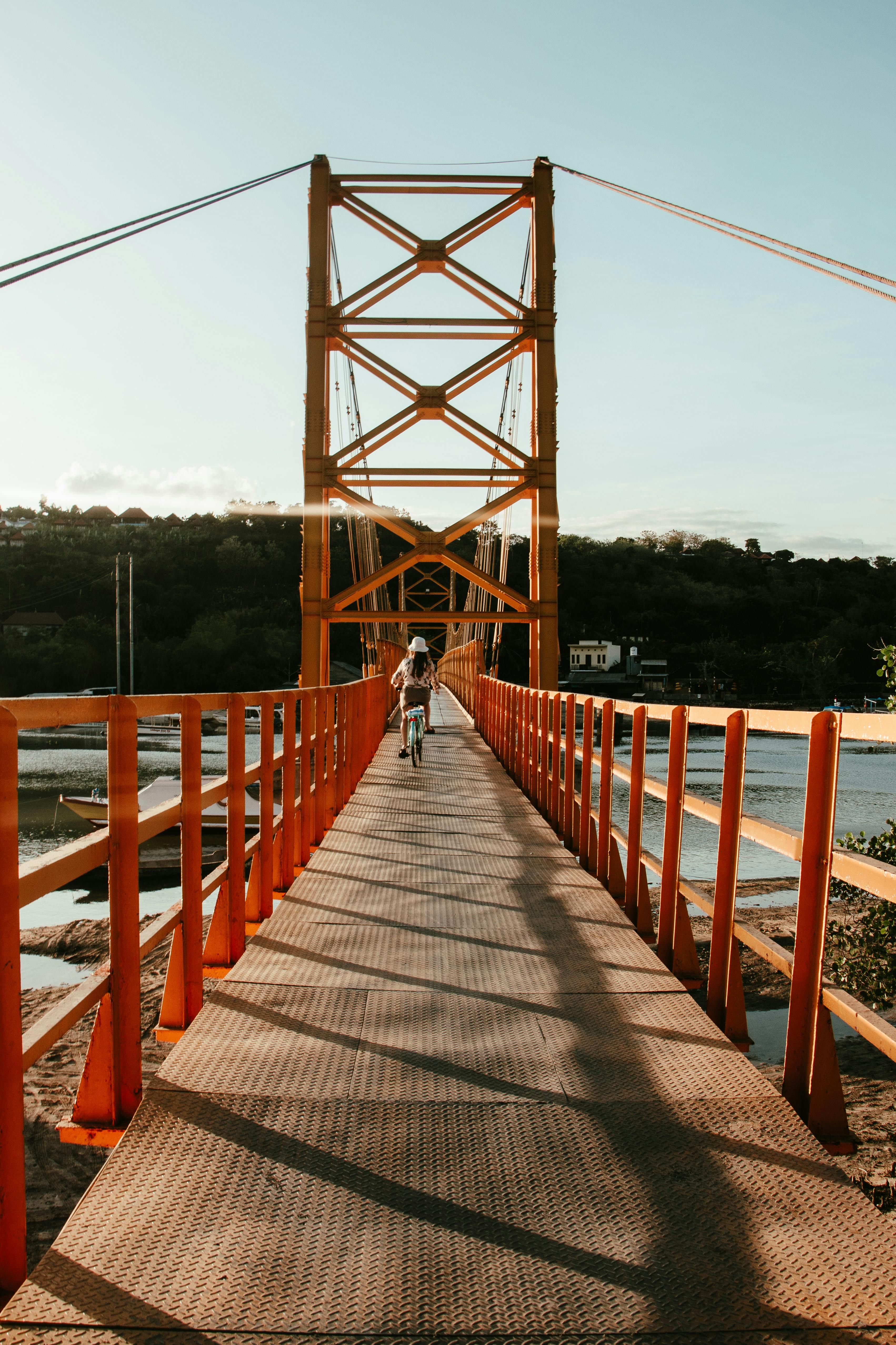 Yellow bridge at sunset · Free Stock Photo