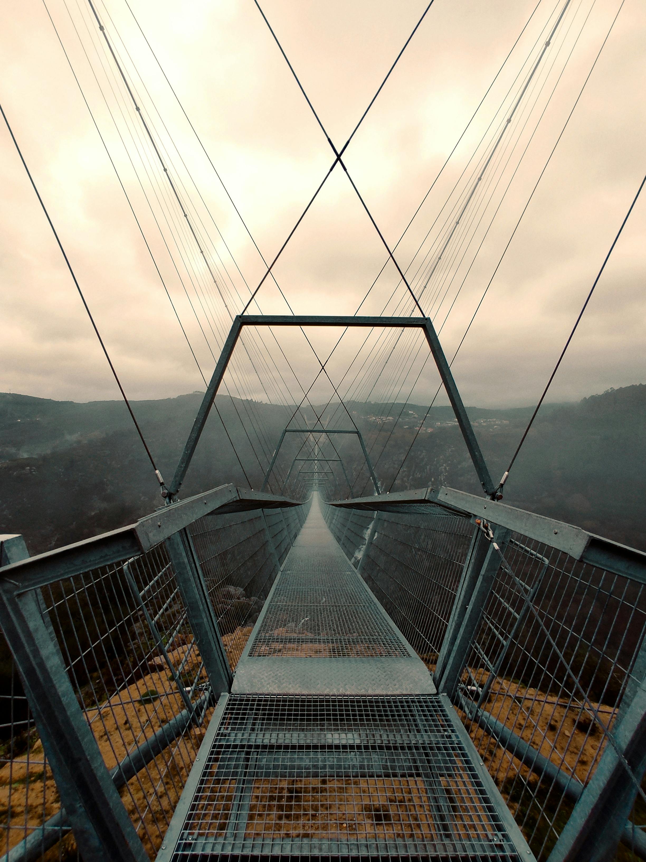 Symmetrical View of the 516 Arouca Bridge above the Paiva River in ...