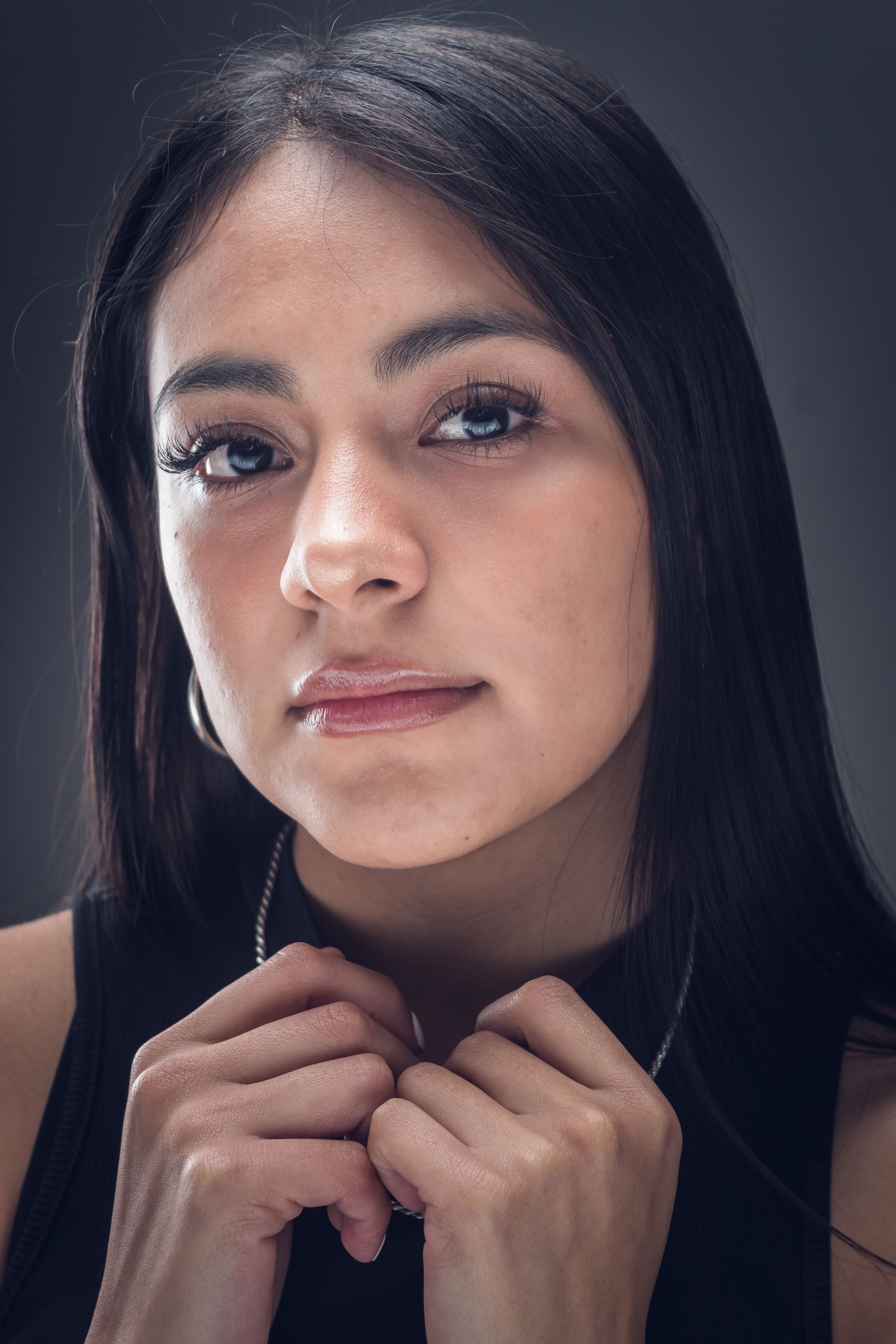 Portrait of a Woman with Straight Black Hair · Free Stock Photo