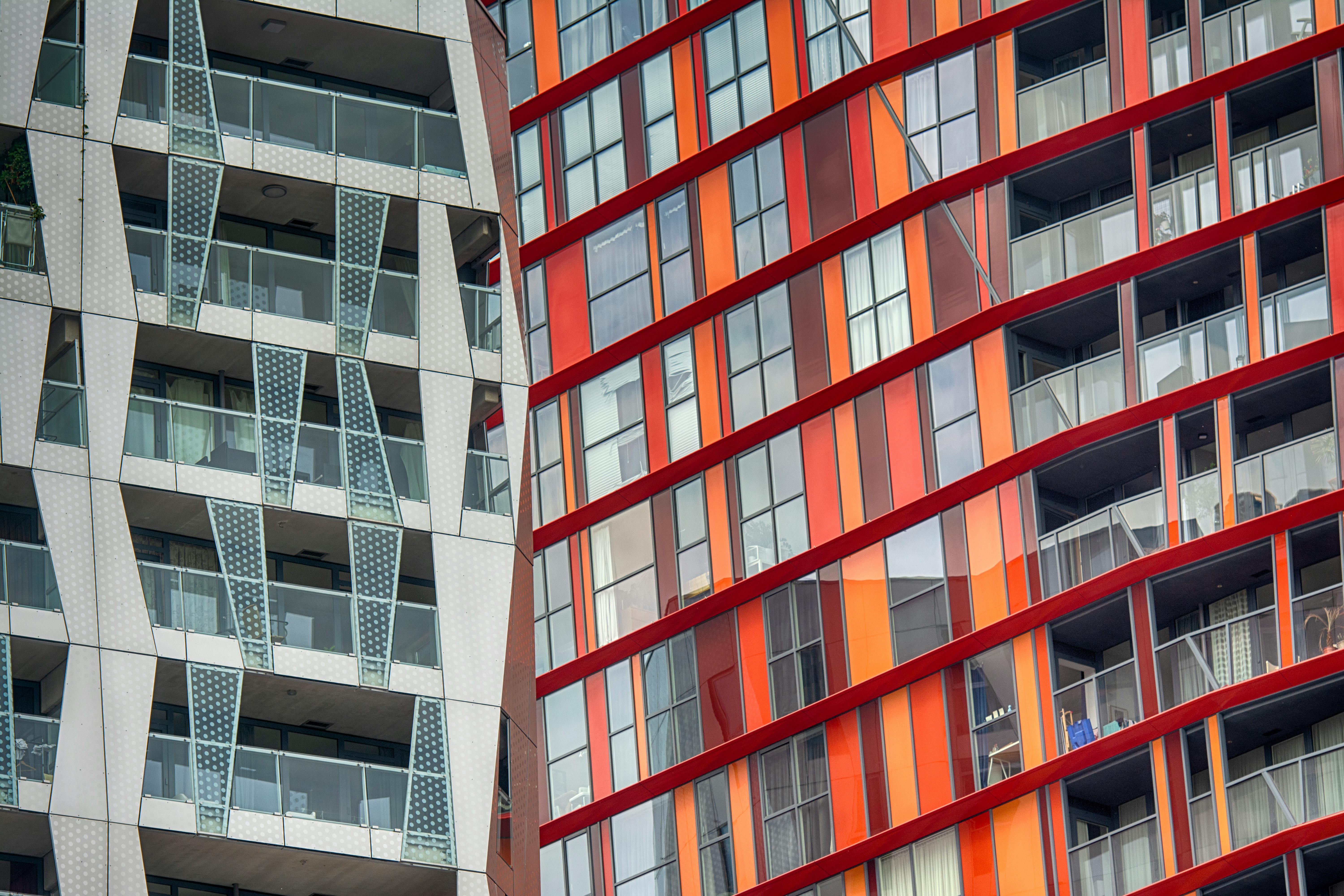 Close-up of the Calypso Rotterdam Modern Apartment Complex in Rotterdam ...