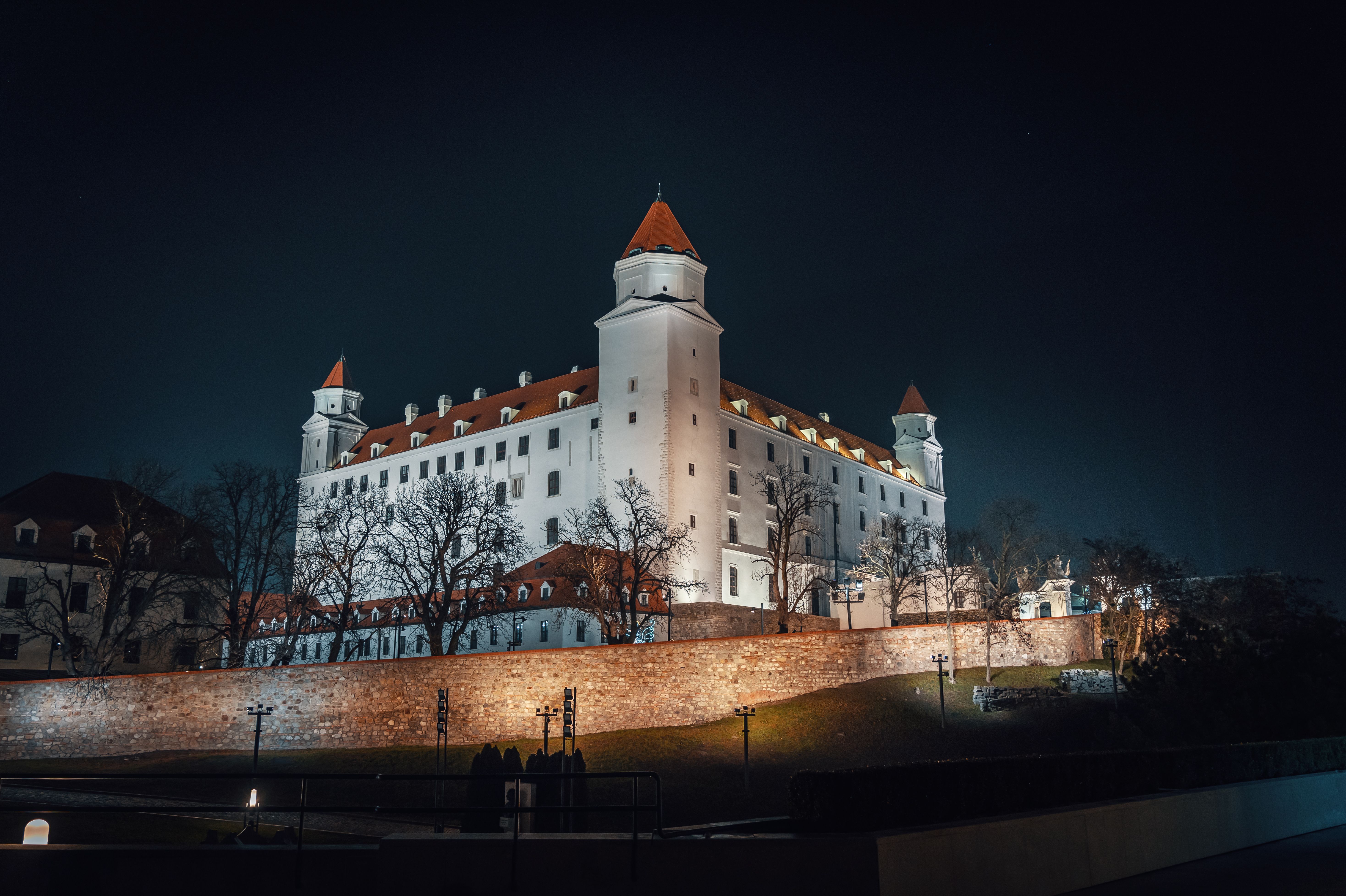 Facade of the Bratislava Castle at Night, Bratislava, Slovakia · Free ...