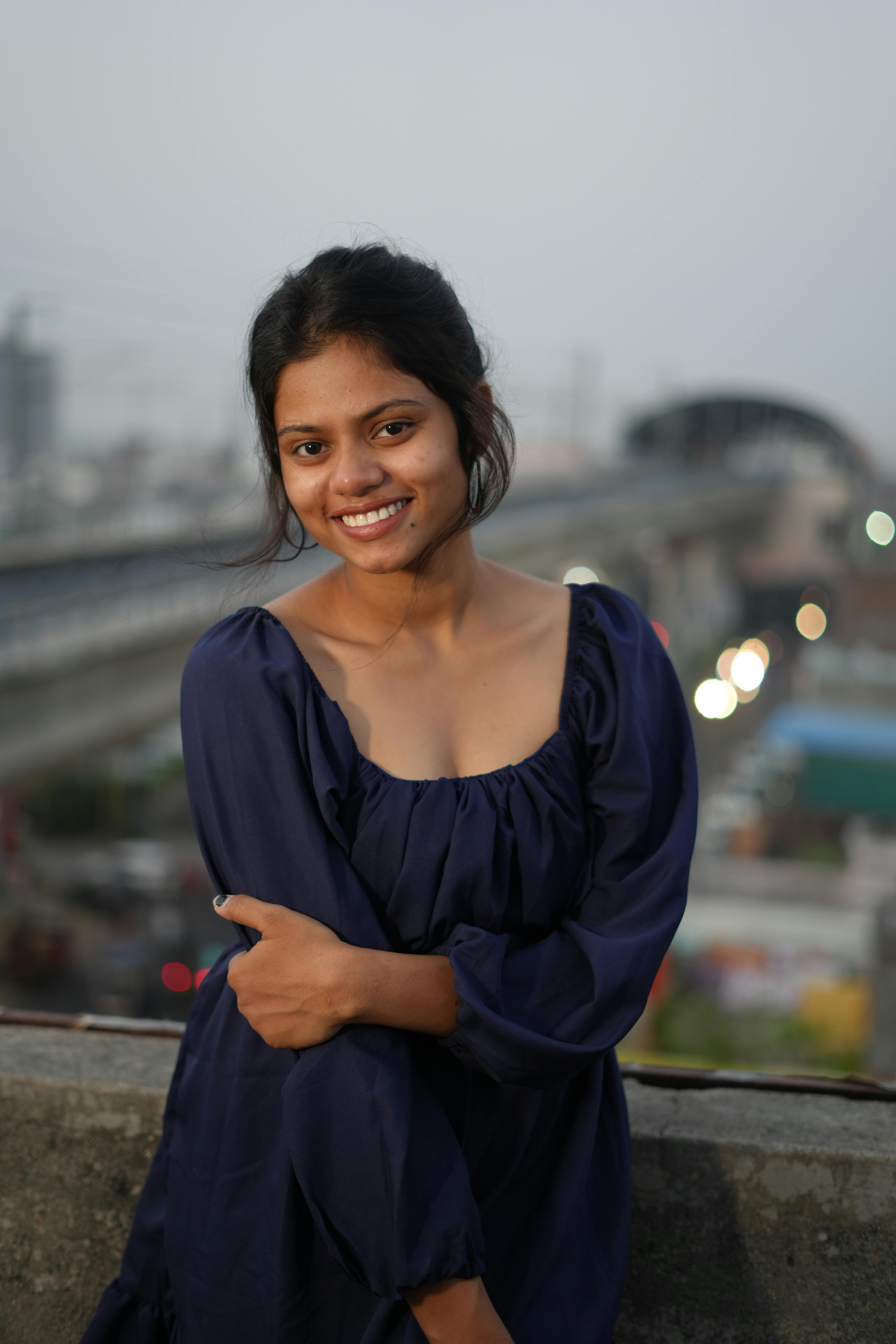 Woman Wearing Blue Long Sleeve Dress · Free Stock Photo