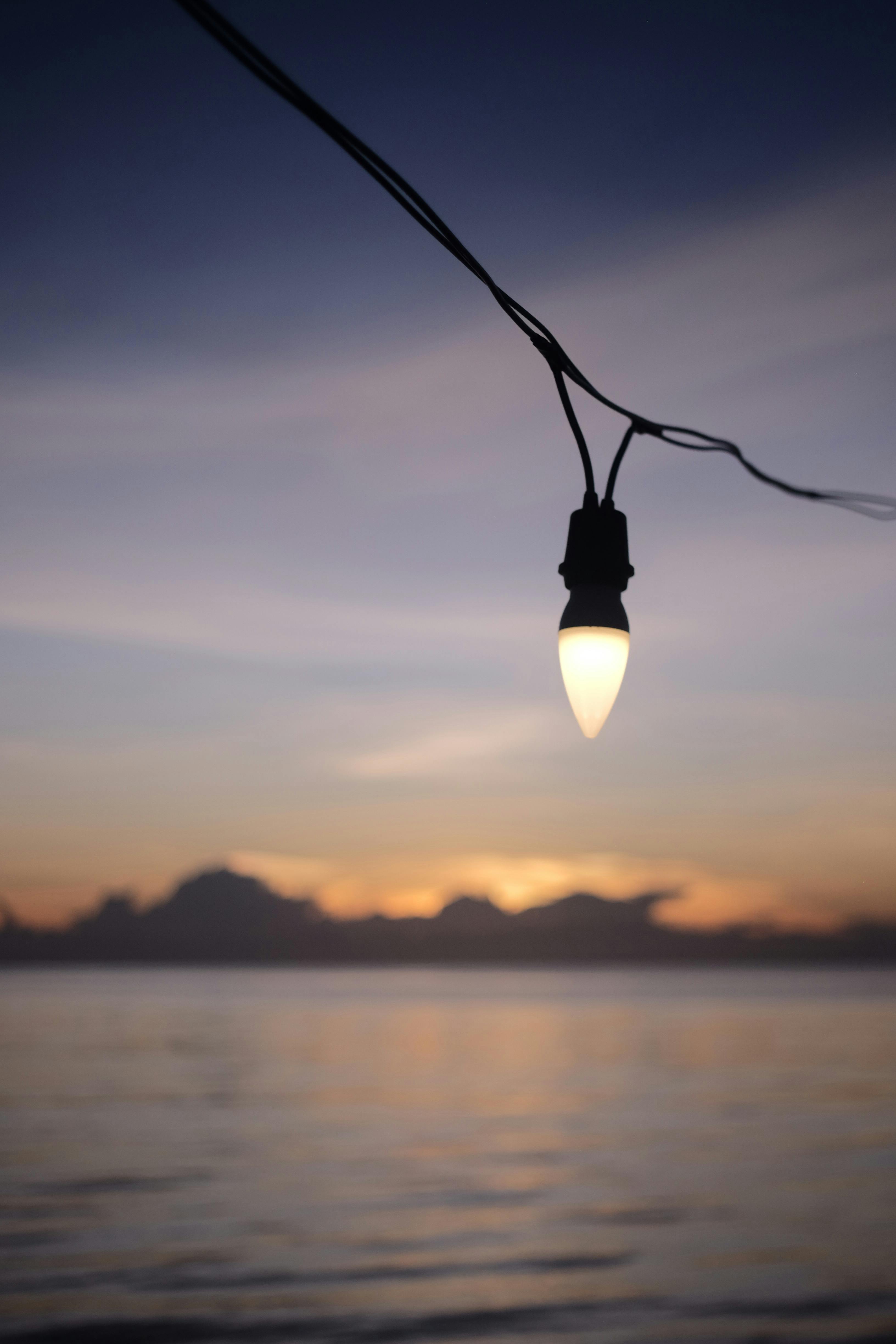Hanging Light Bulb Near a Beach · Free Stock Photo
