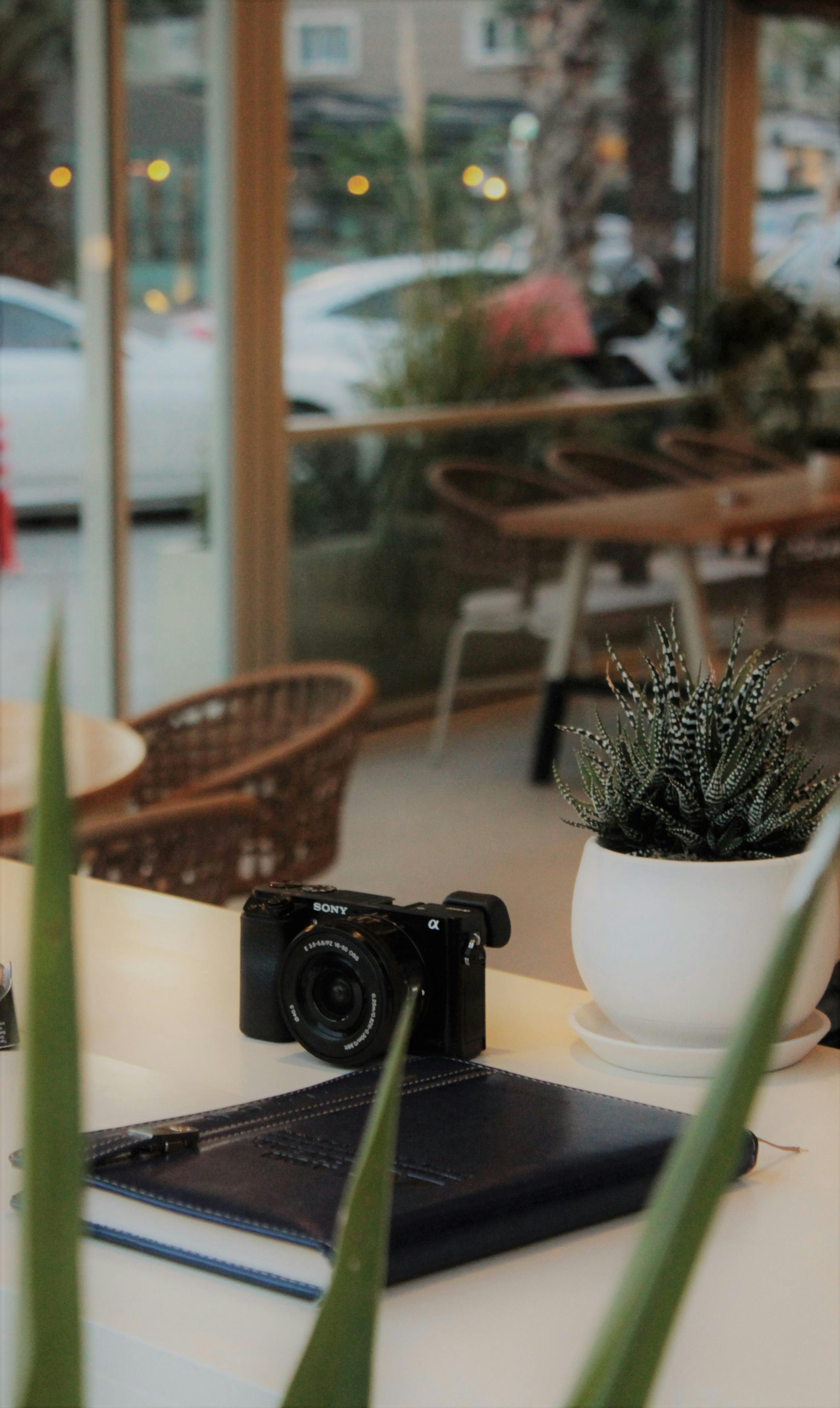 Sony Camera on Table in Cafe · Free Stock Photo