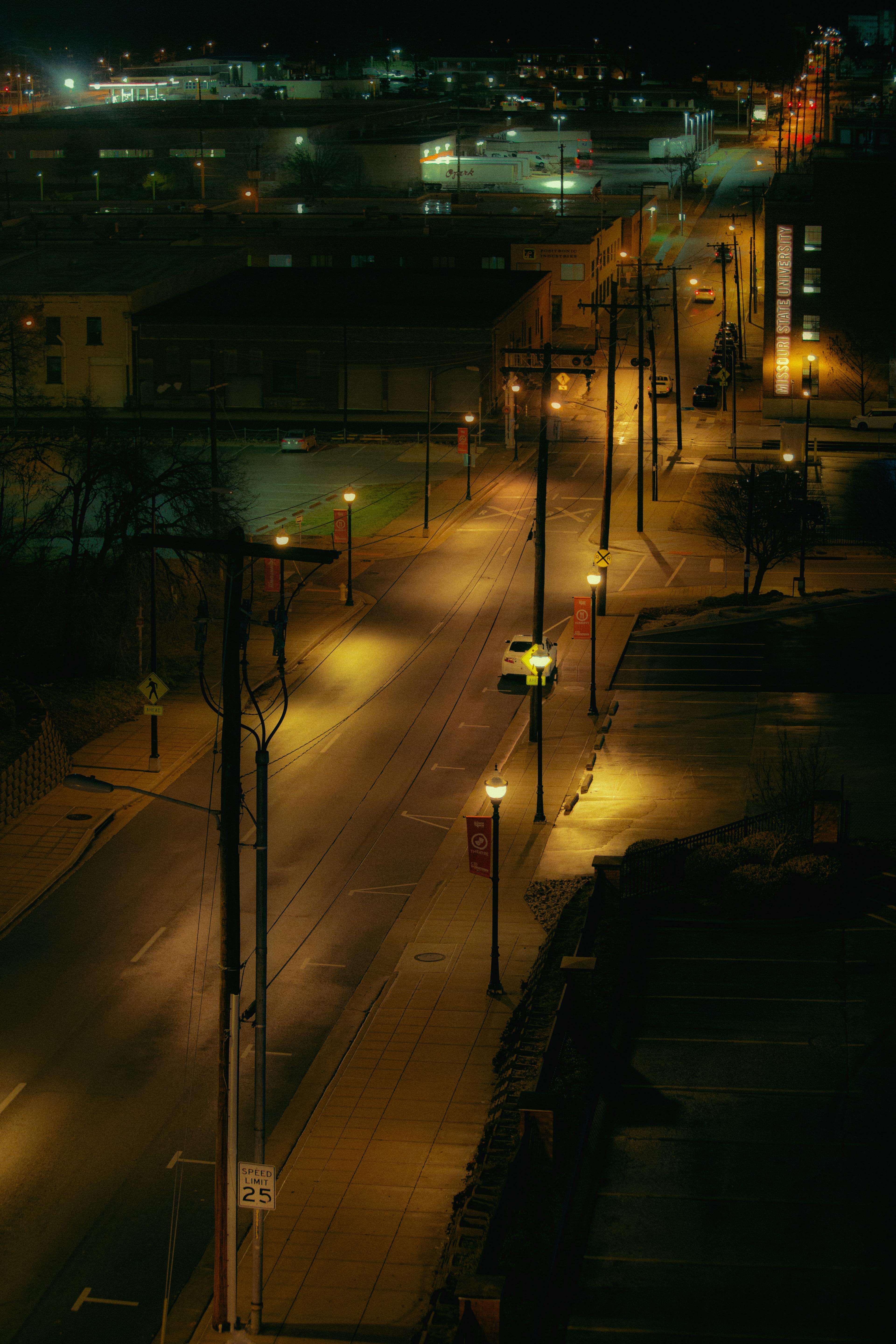 Drone Shot of Street Lights during the Night · Free Stock Photo