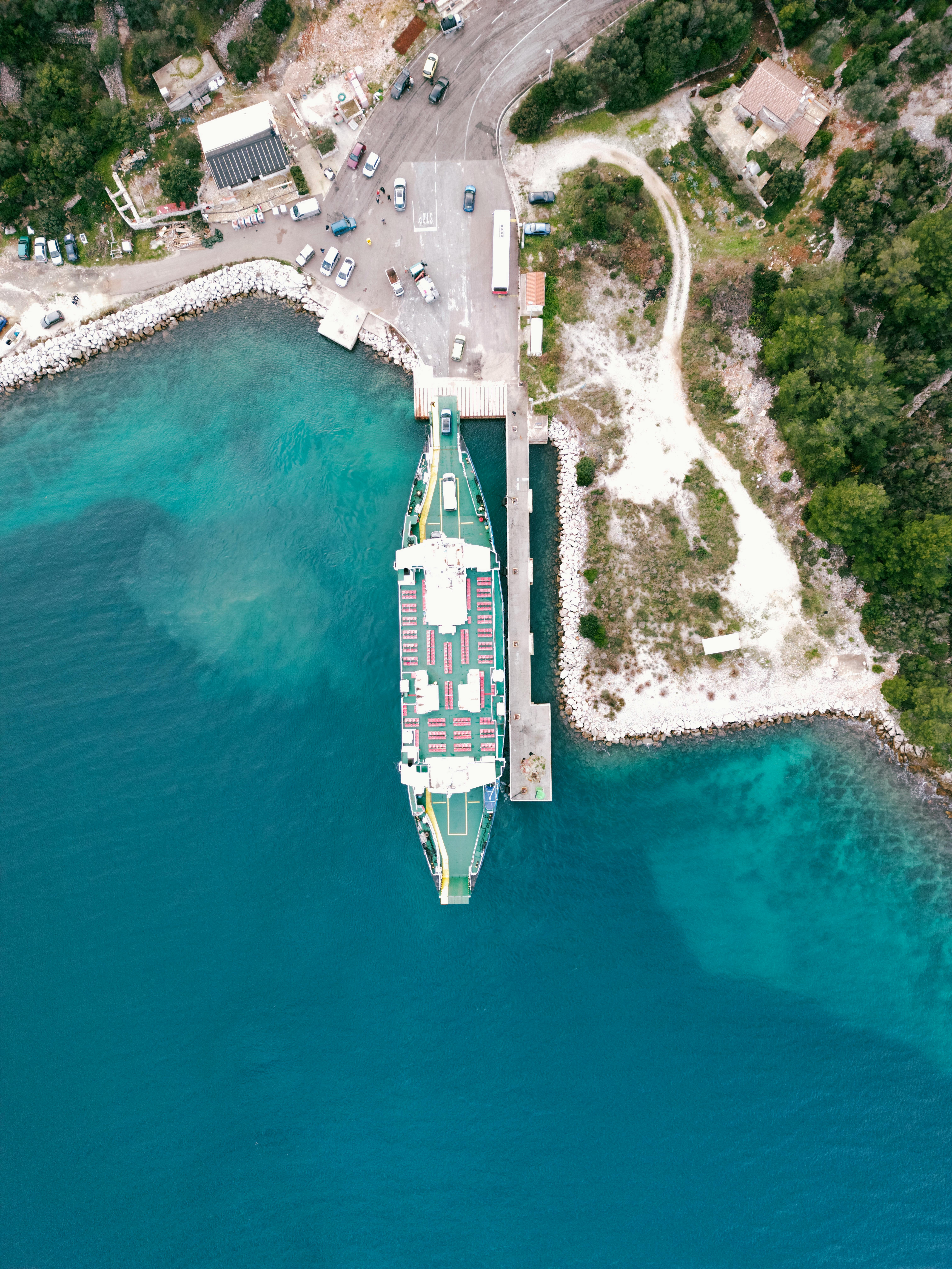 Aerial View of Ship on Docking Area · Free Stock Photo
