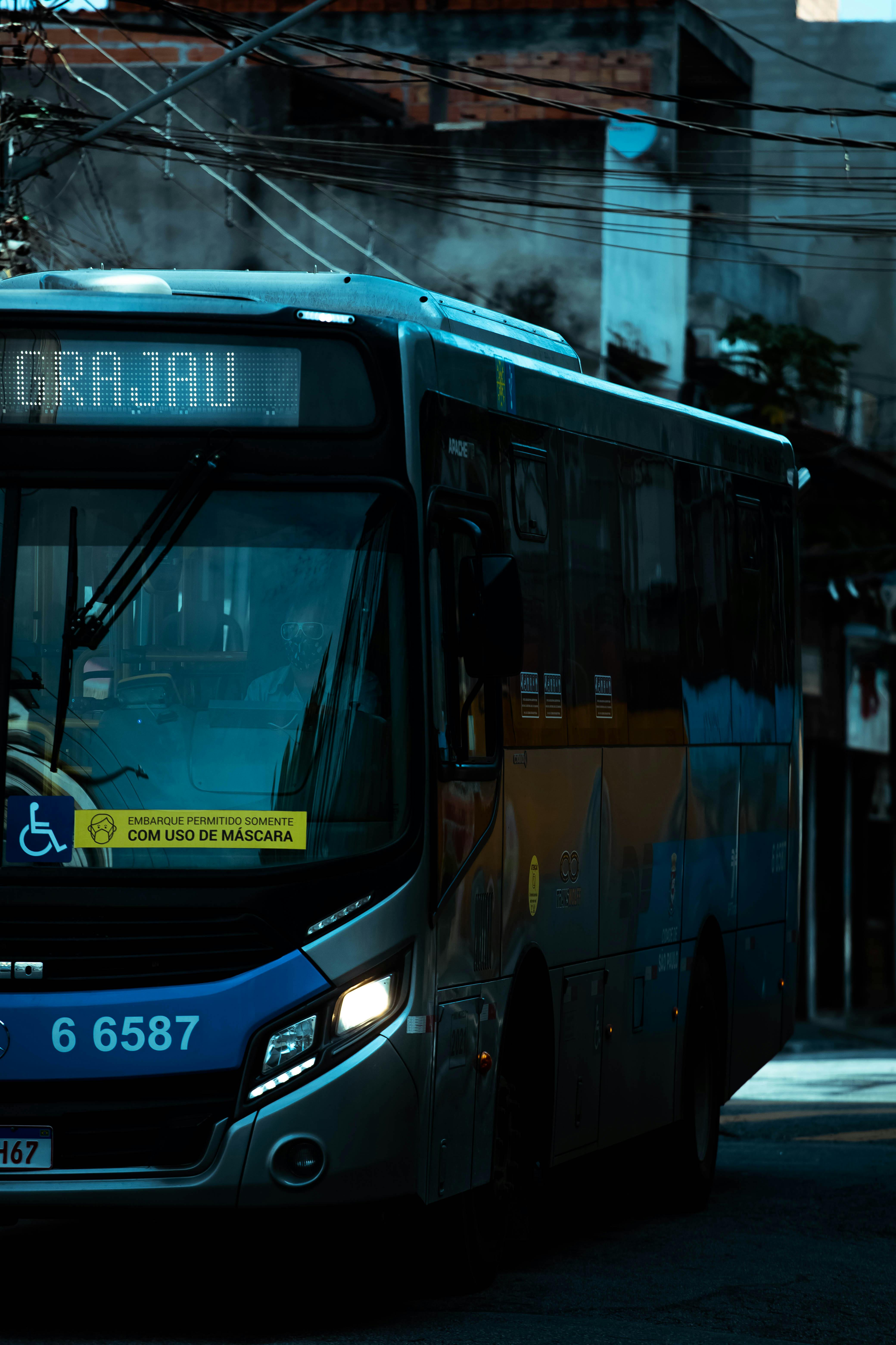 A Blue Bus on the Road · Free Stock Photo