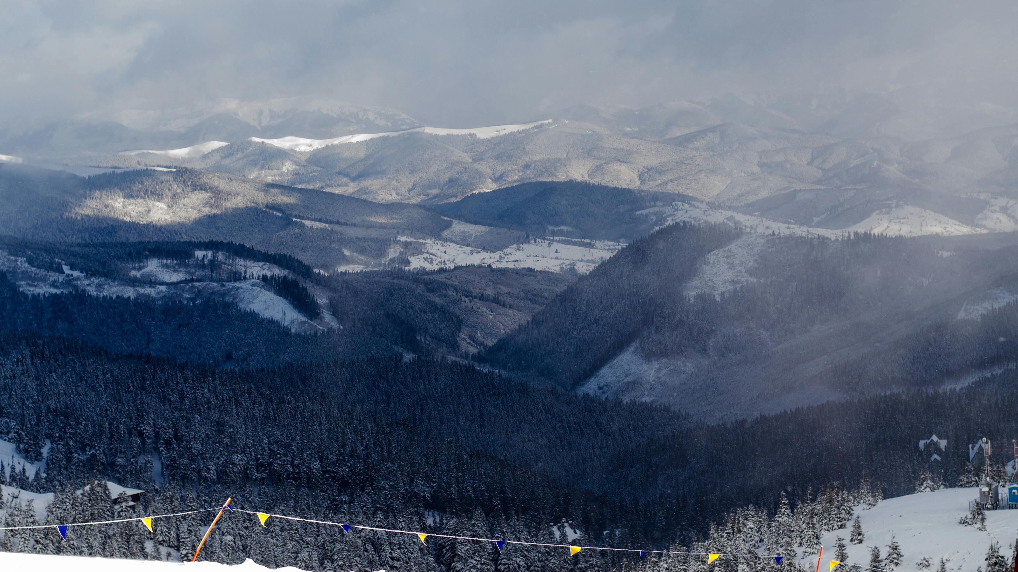 Snow on Hills around Town · Free Stock Photo