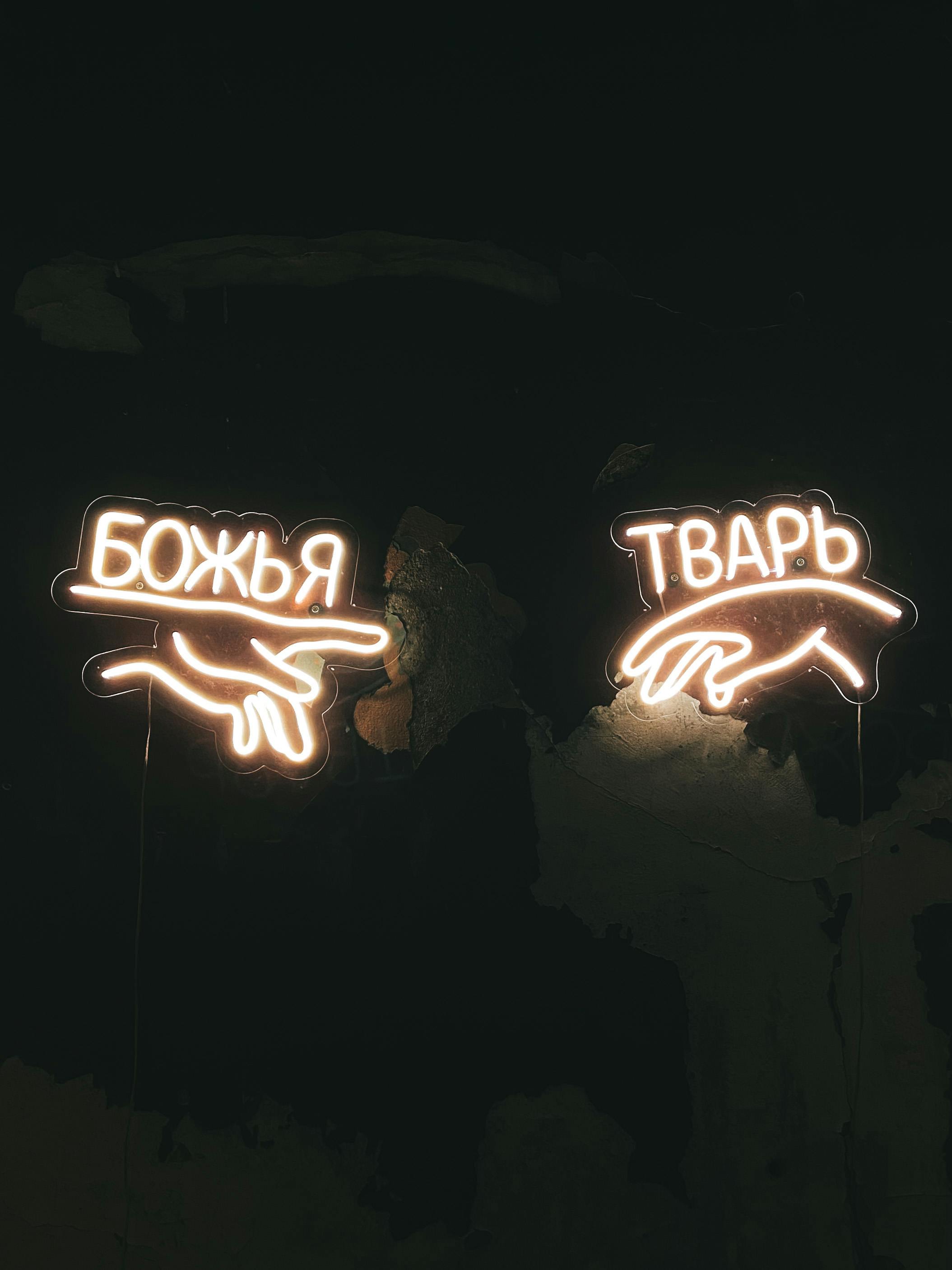 Two neon signs with the words tara and tara · Free Stock Photo