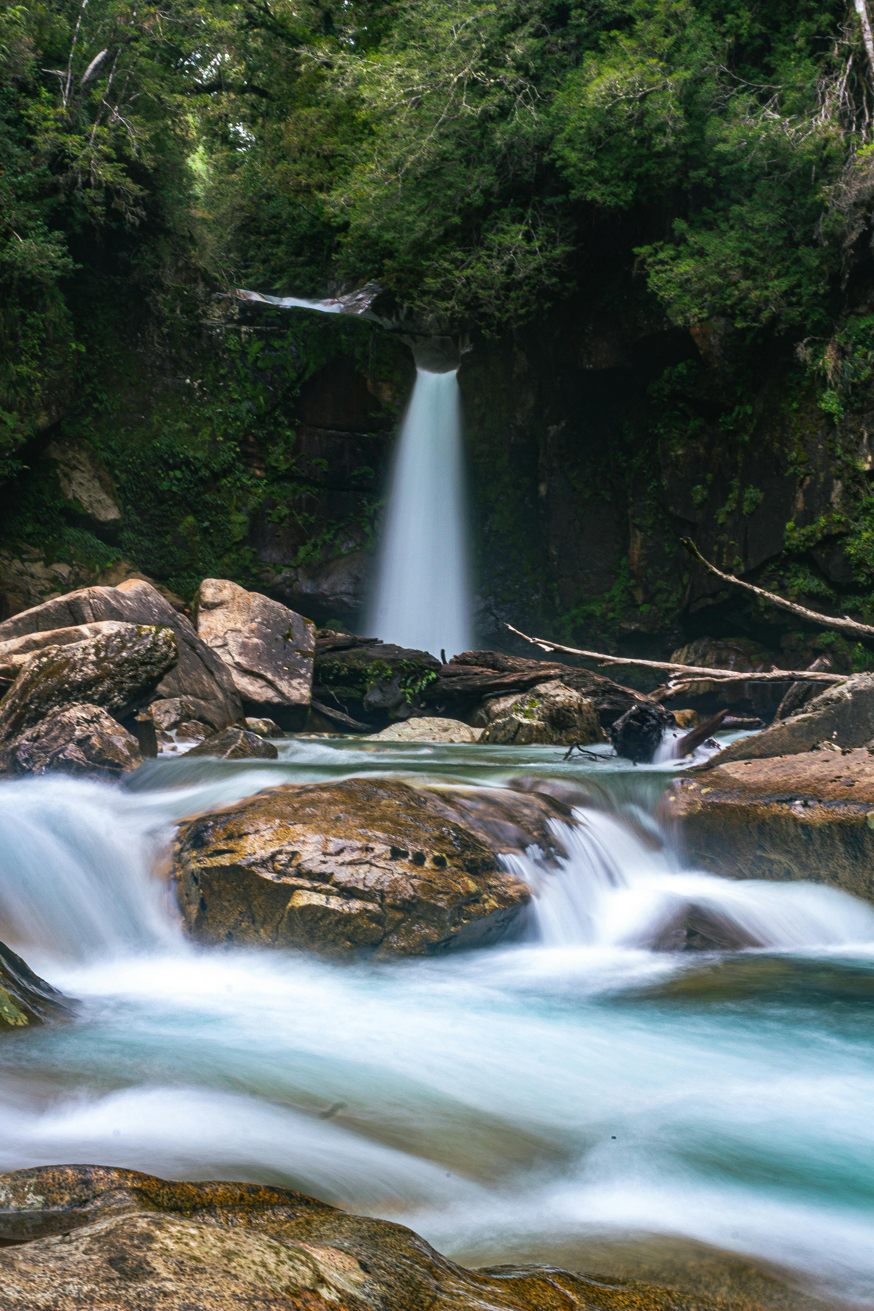 Blurred Waterfall and River in Forest · Free Stock Photo