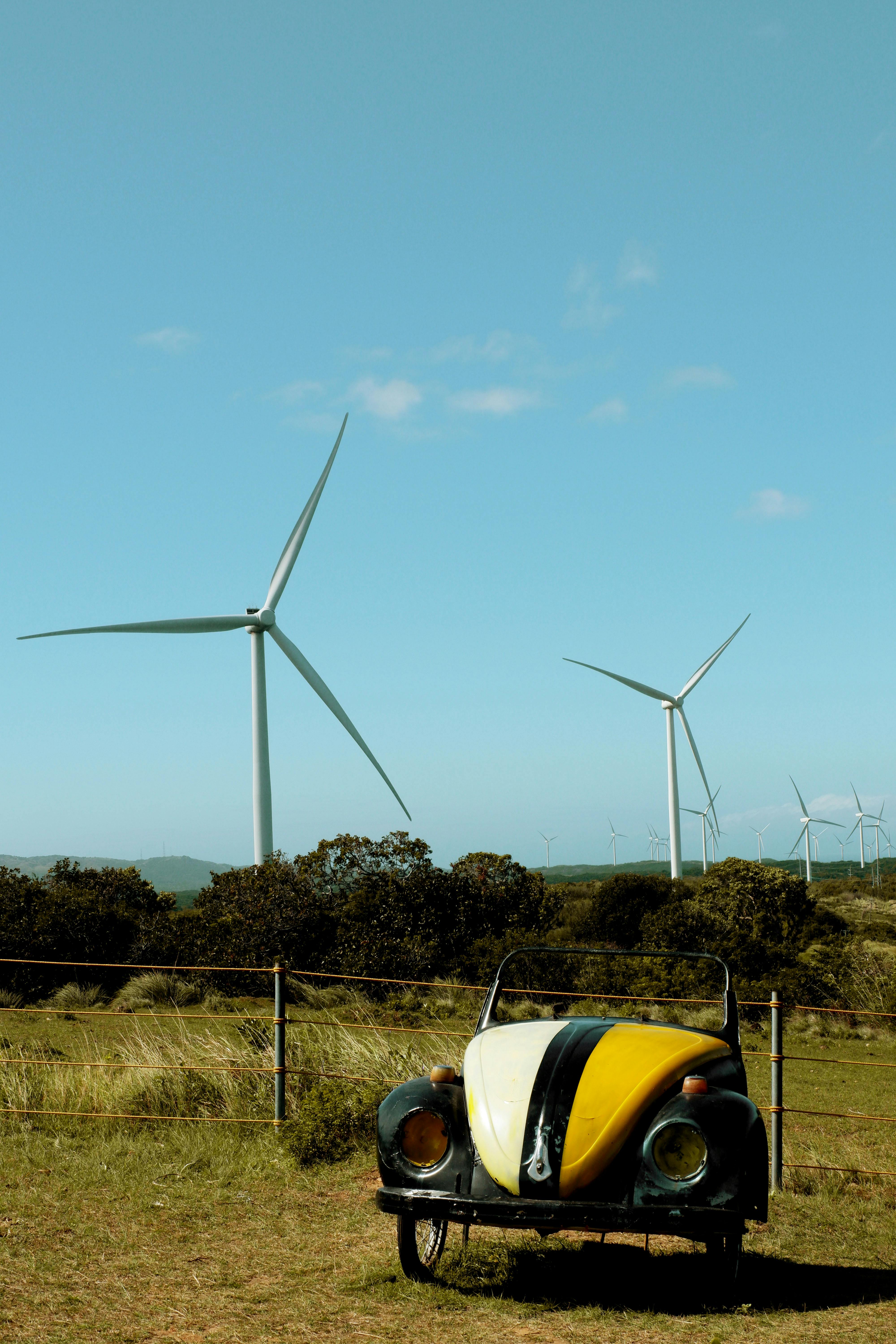 Wind Farm on Green Grass Pastures · Free Stock Photo