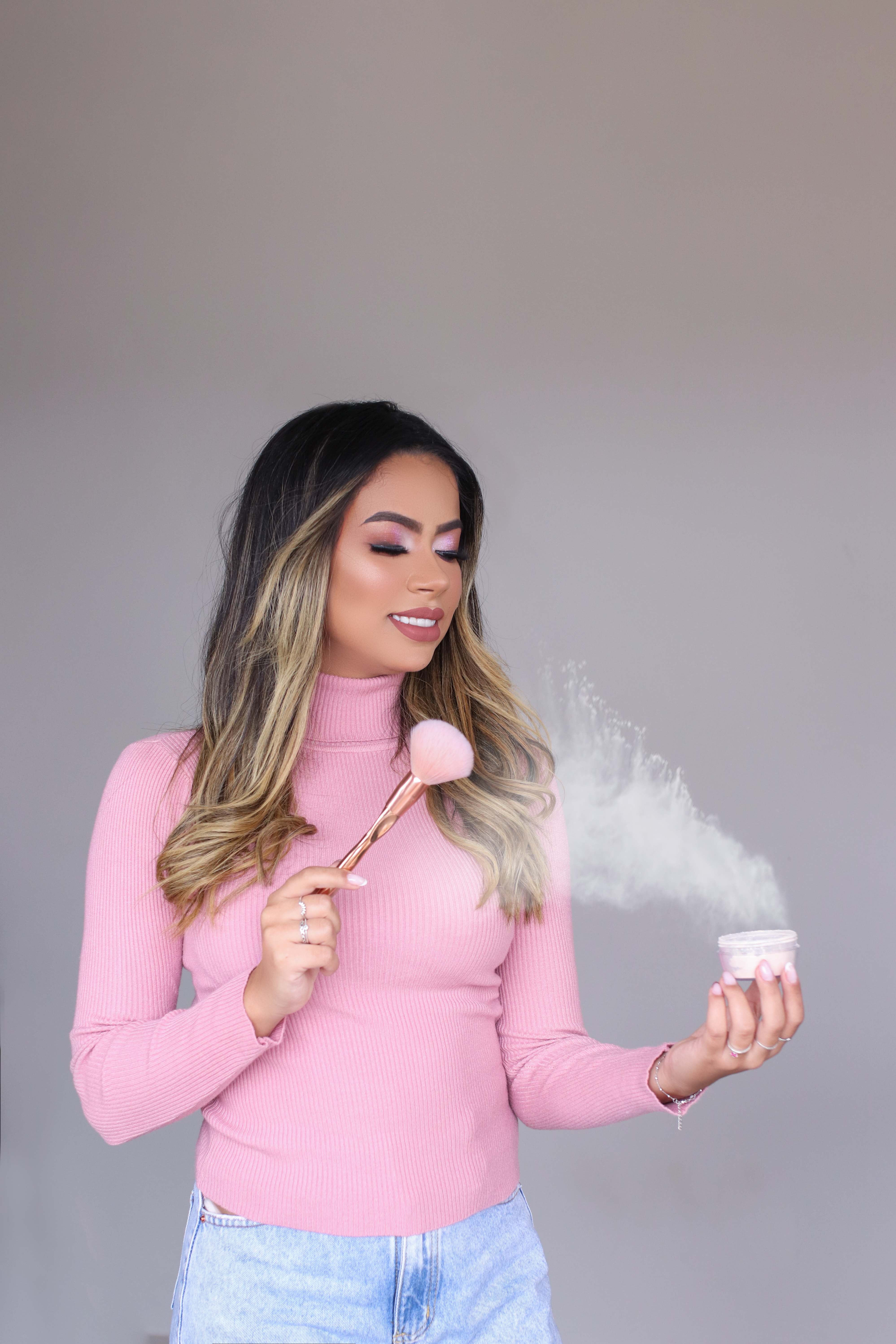Cosmetics Makeup Brushes and Powder Dust Explosion · Free Stock Photo
