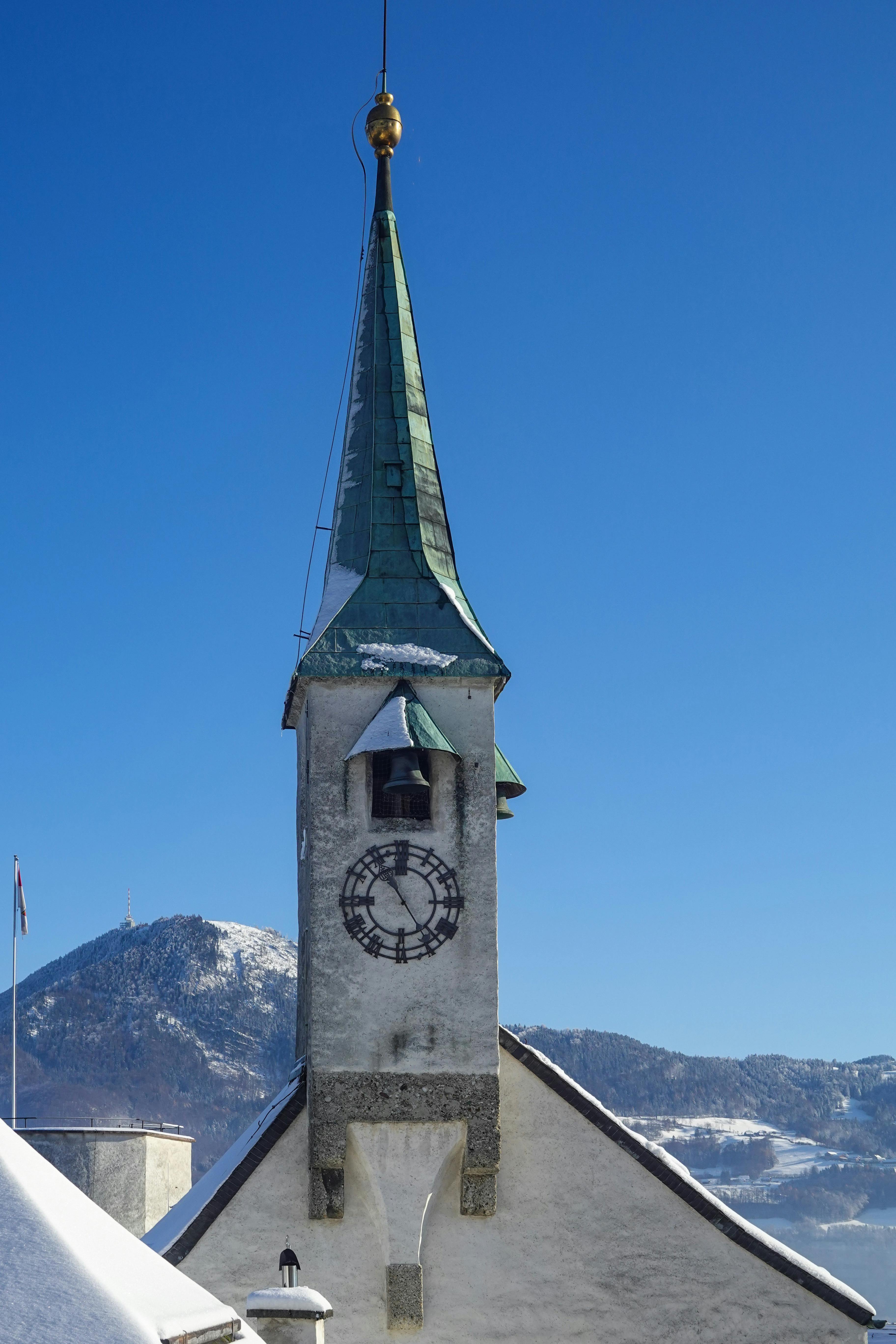 Church Tower with Clock and Bell · Free Stock Photo