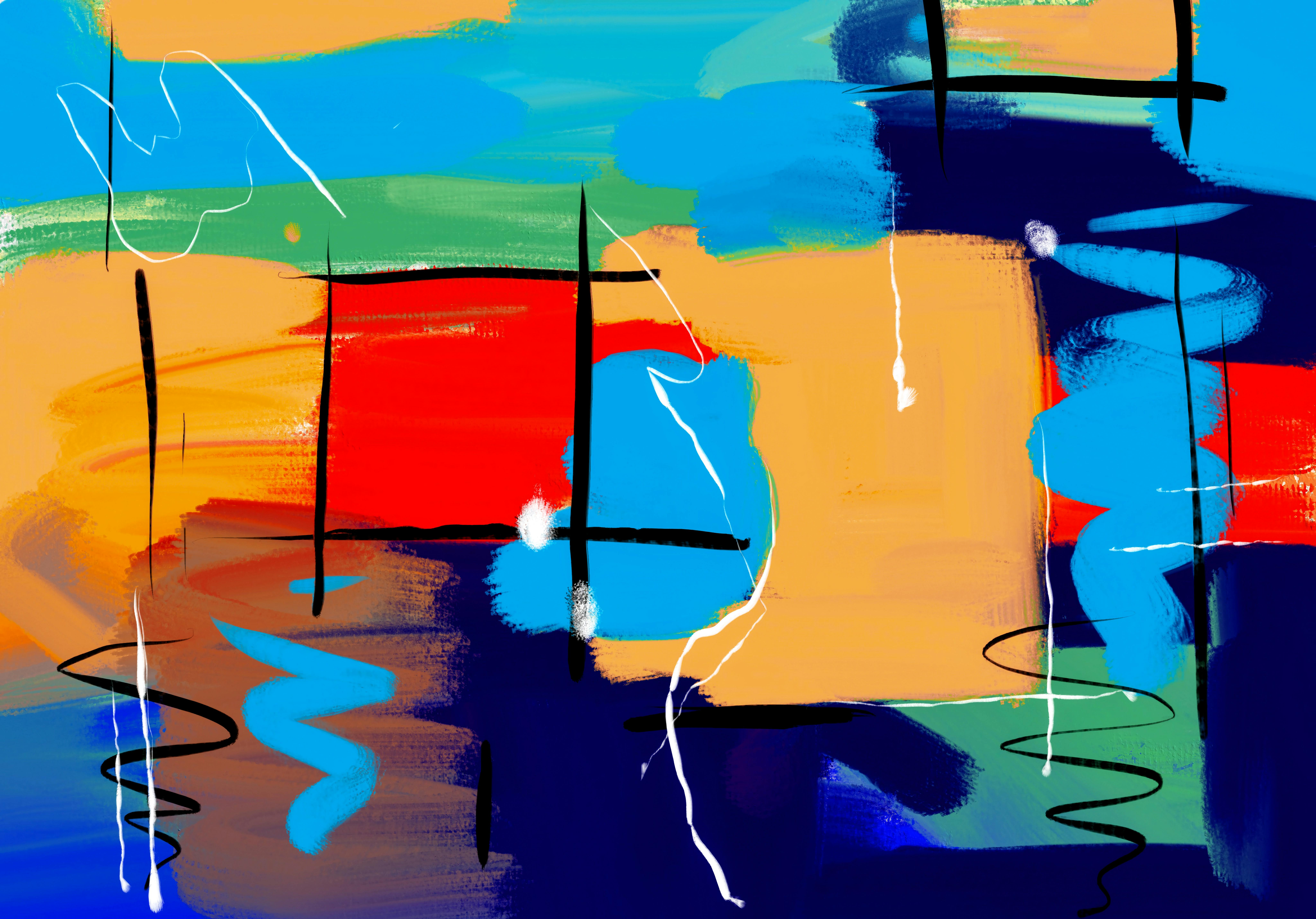 Colorful Abstract Painting on Screen · Free Stock Photo