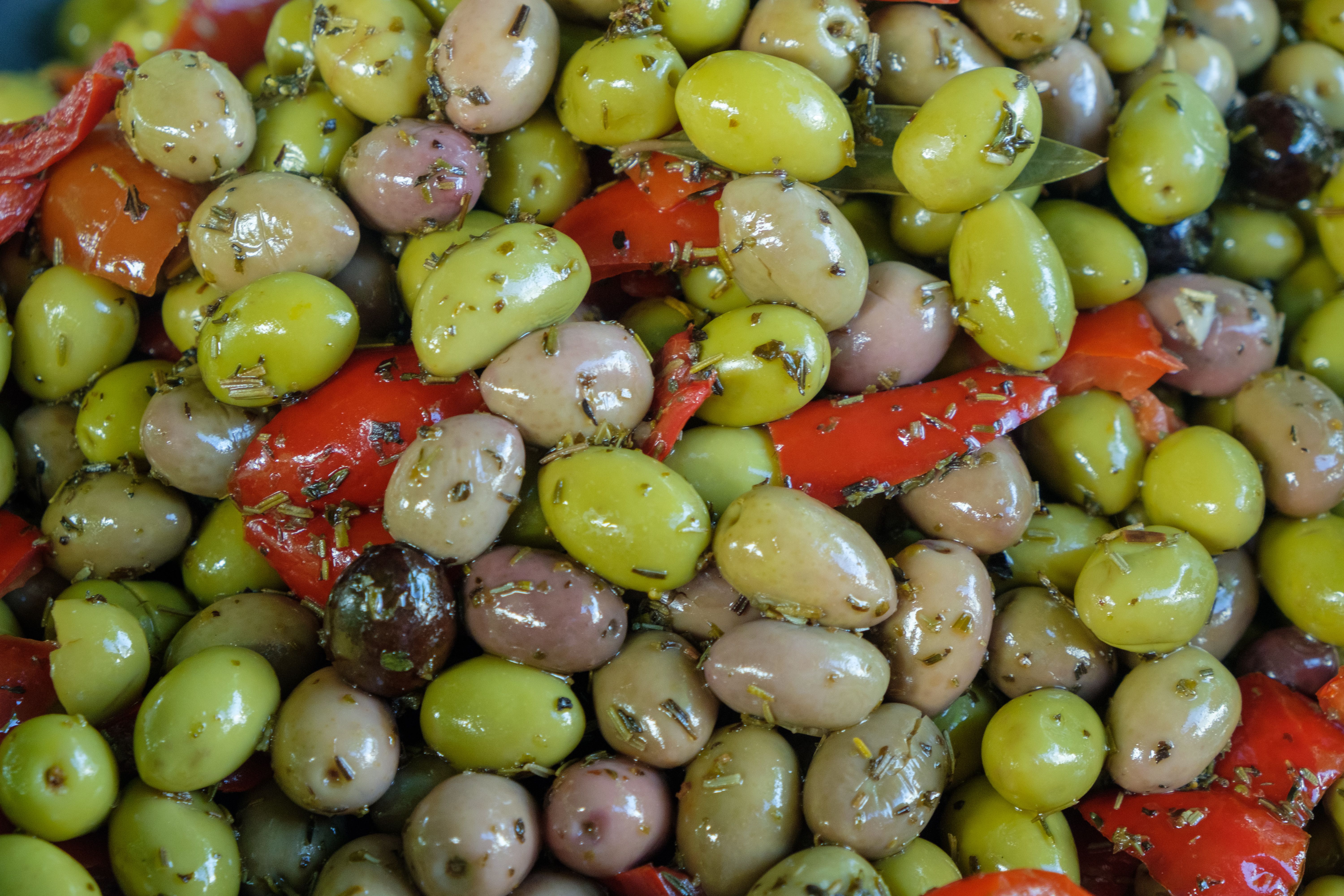 Colorful Olives with Chili Peppers · Free Stock Photo