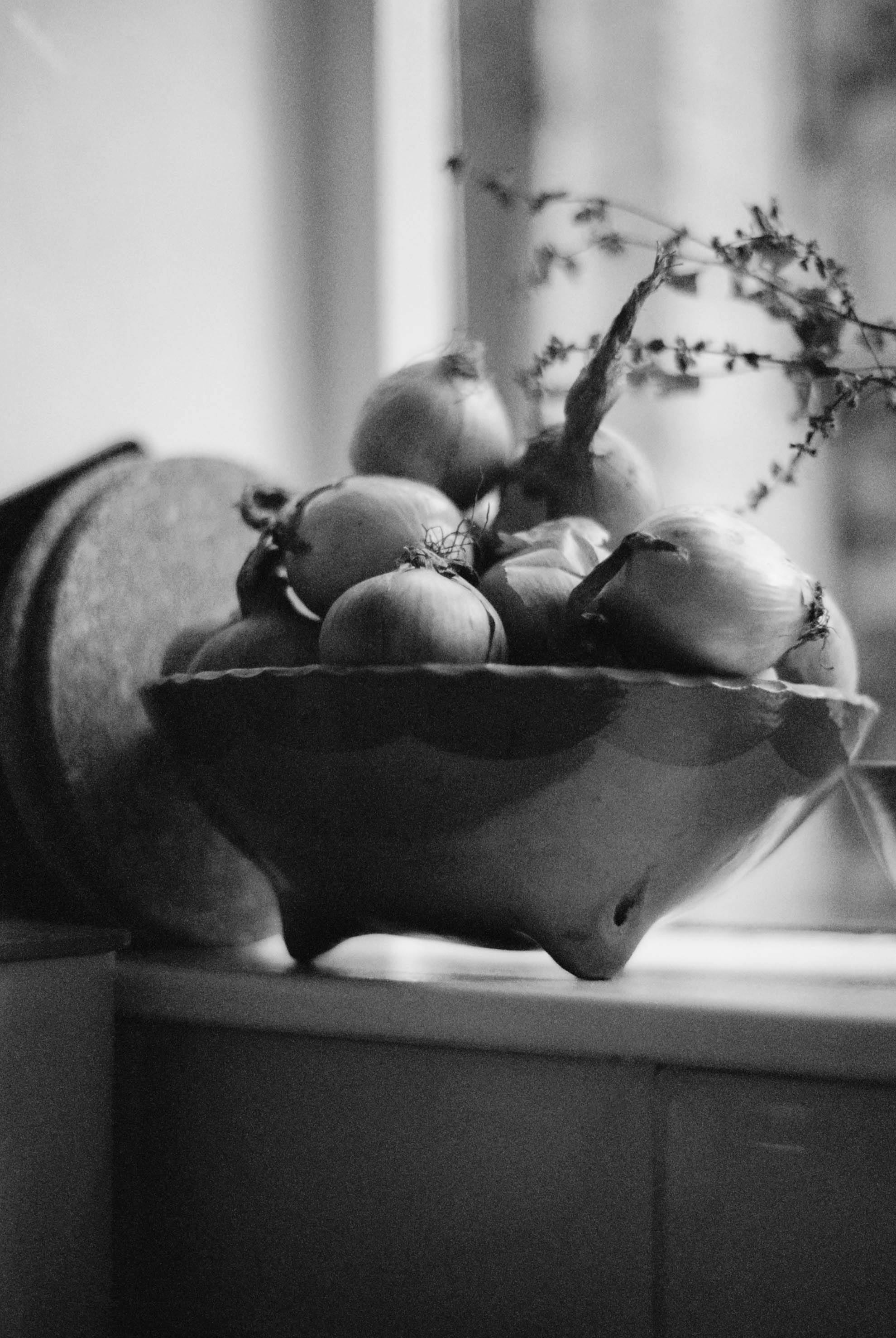 Grayscale Photo of Fruits in a Bowl · Free Stock Photo
