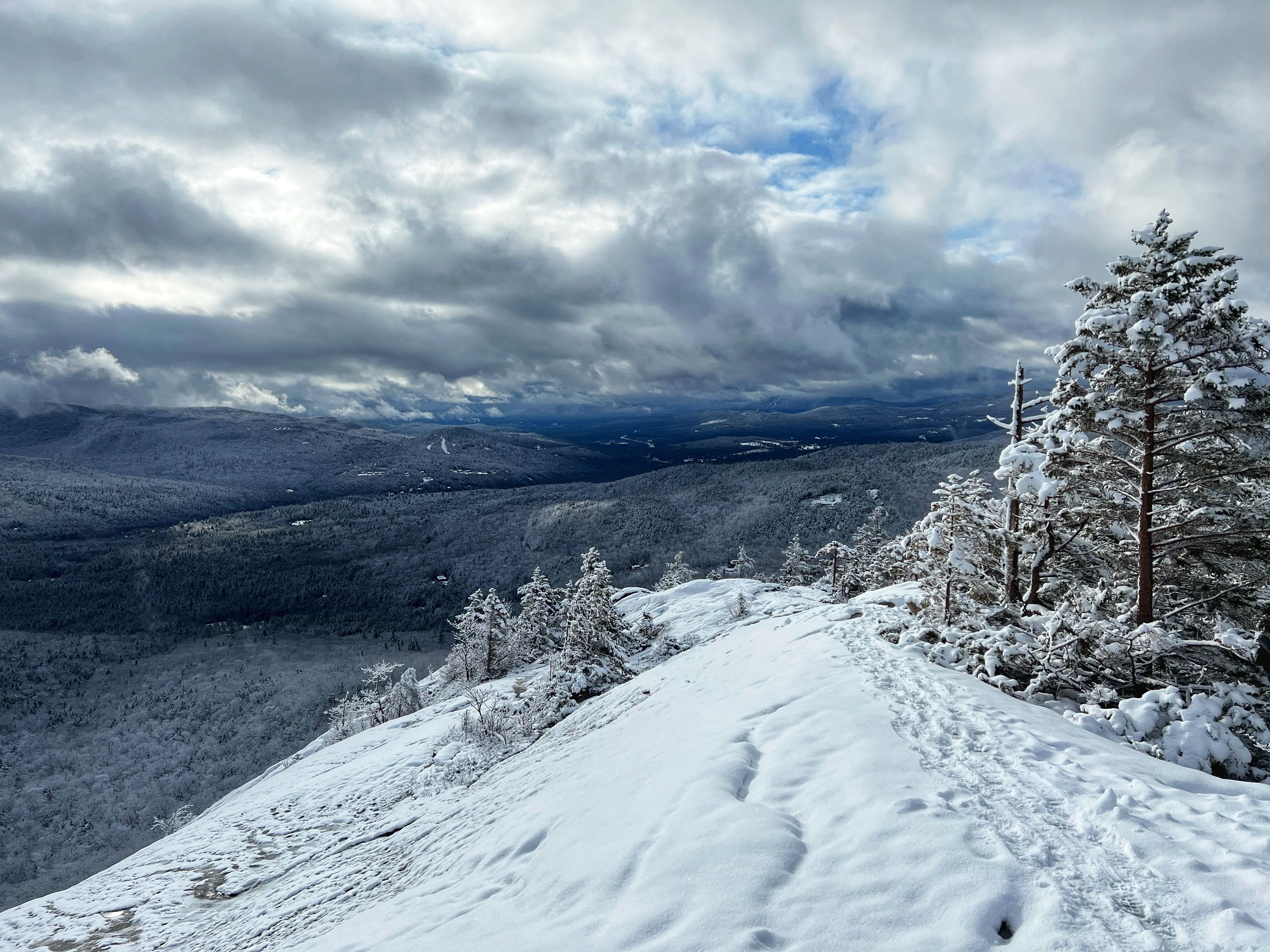 Snowy Path across Mountains · Free Stock Photo