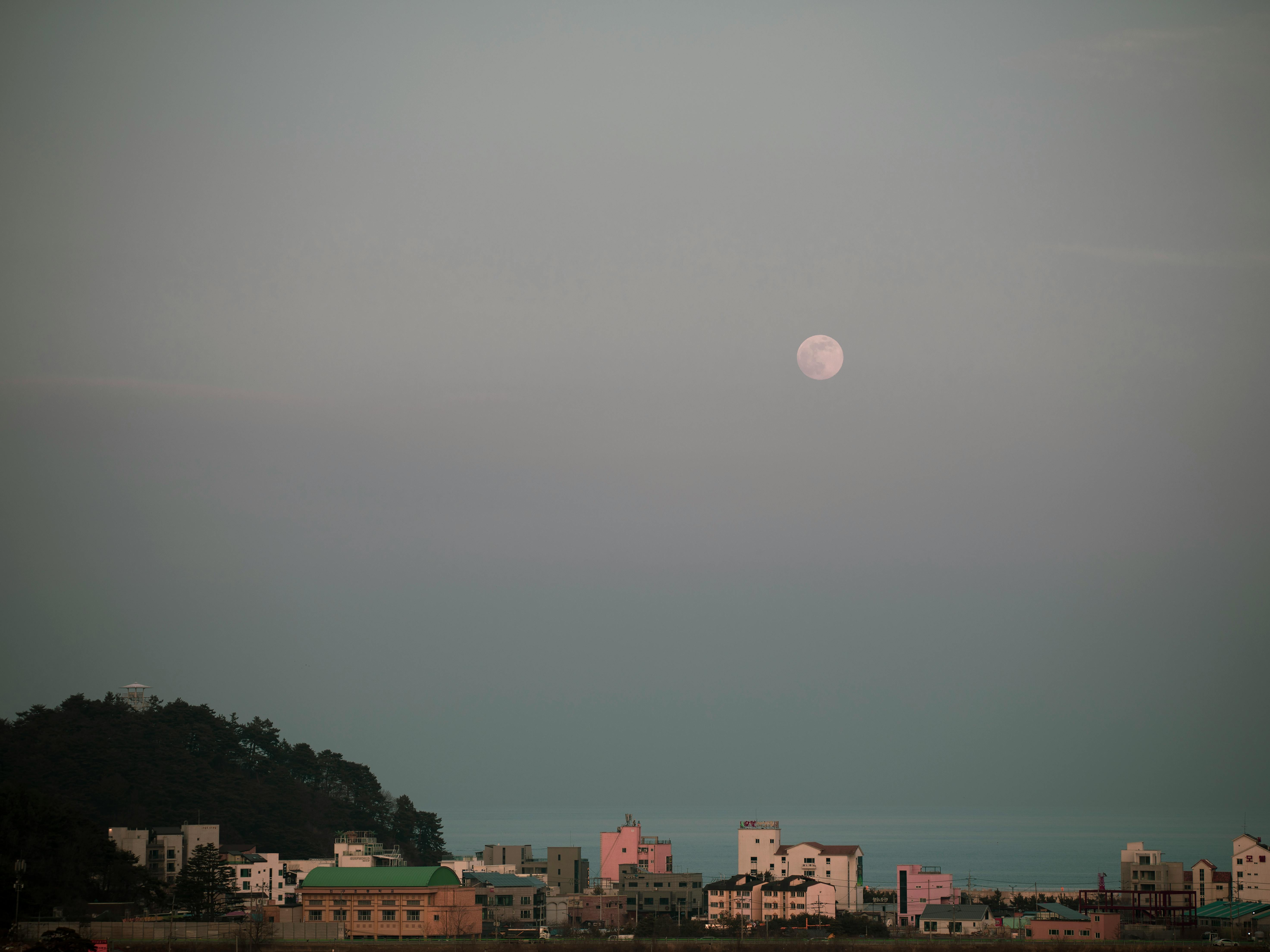Moon Over City Buildings · Free Stock Photo