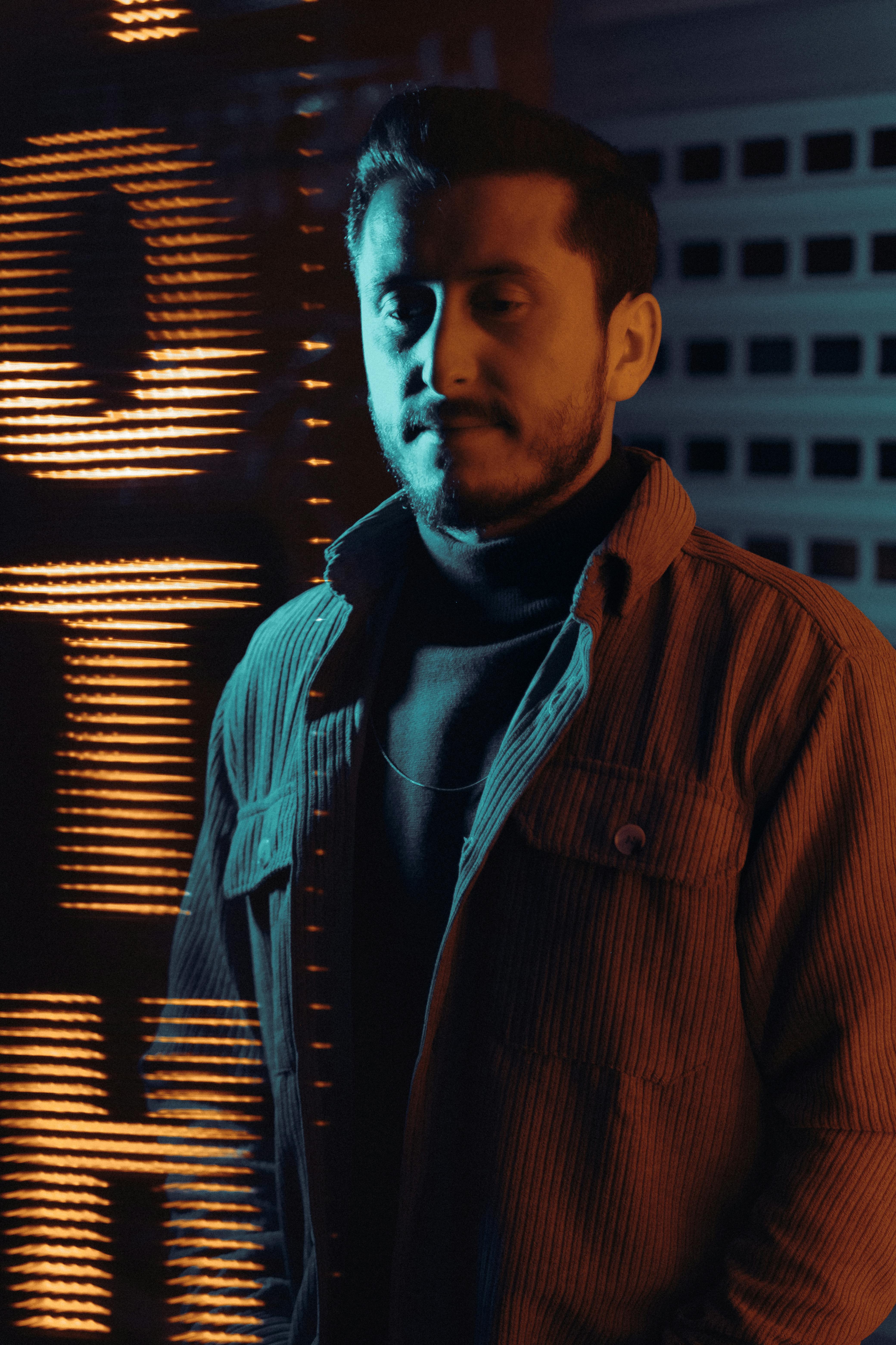 Portrait of Man with Light near · Free Stock Photo