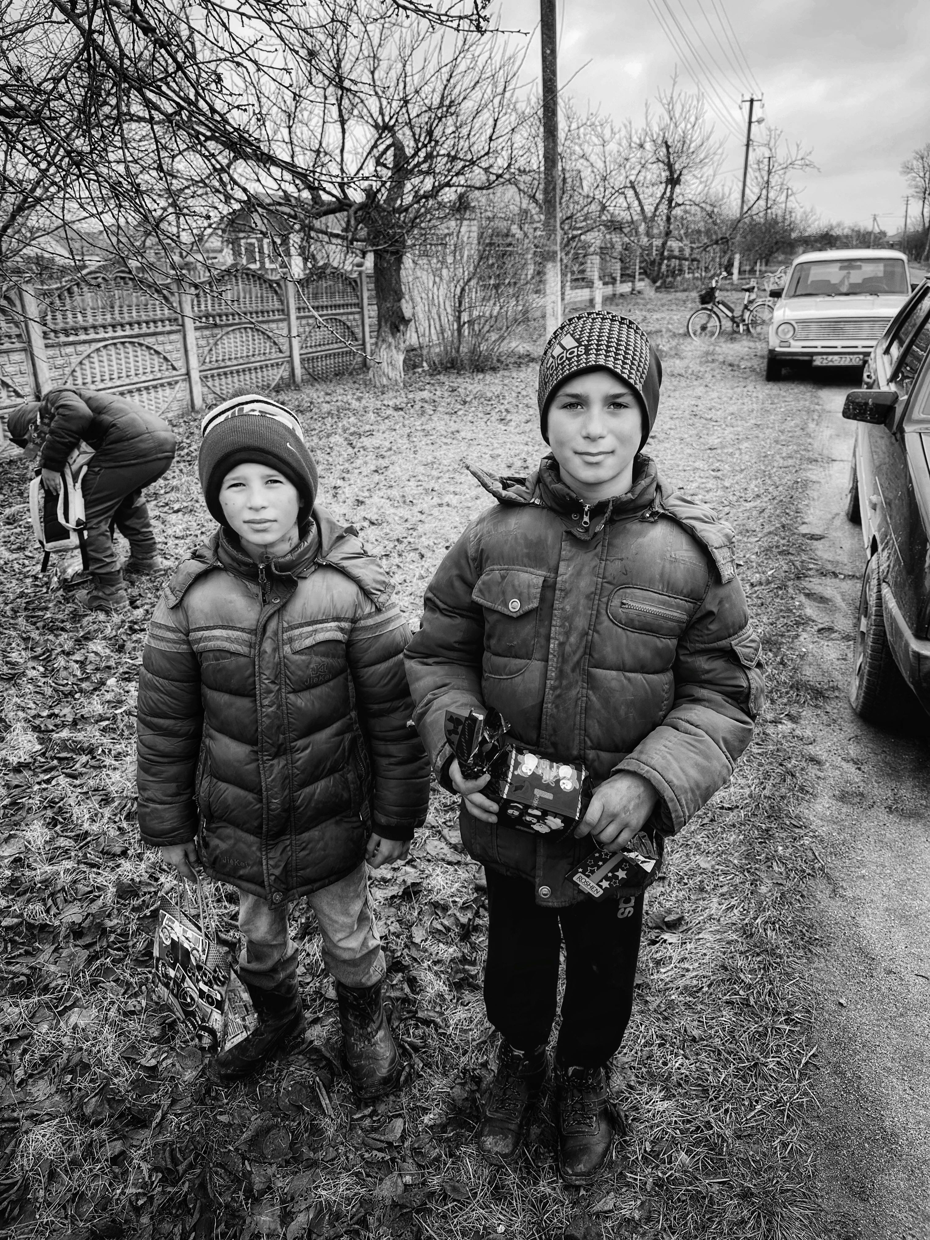 Little Boys on a Pavement in Black and White · Free Stock Photo