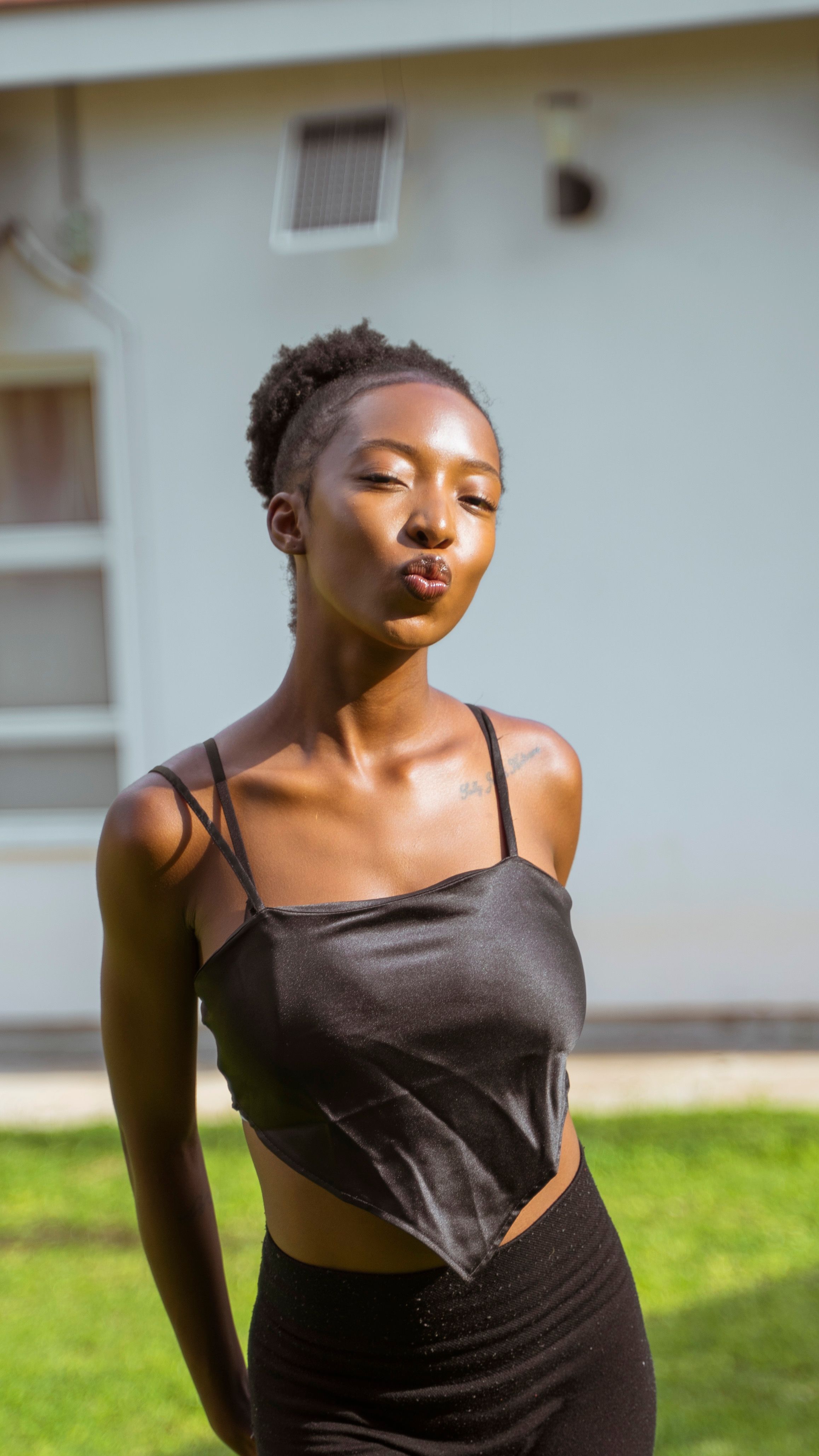 Slim Woman in Black Top · Free Stock Photo