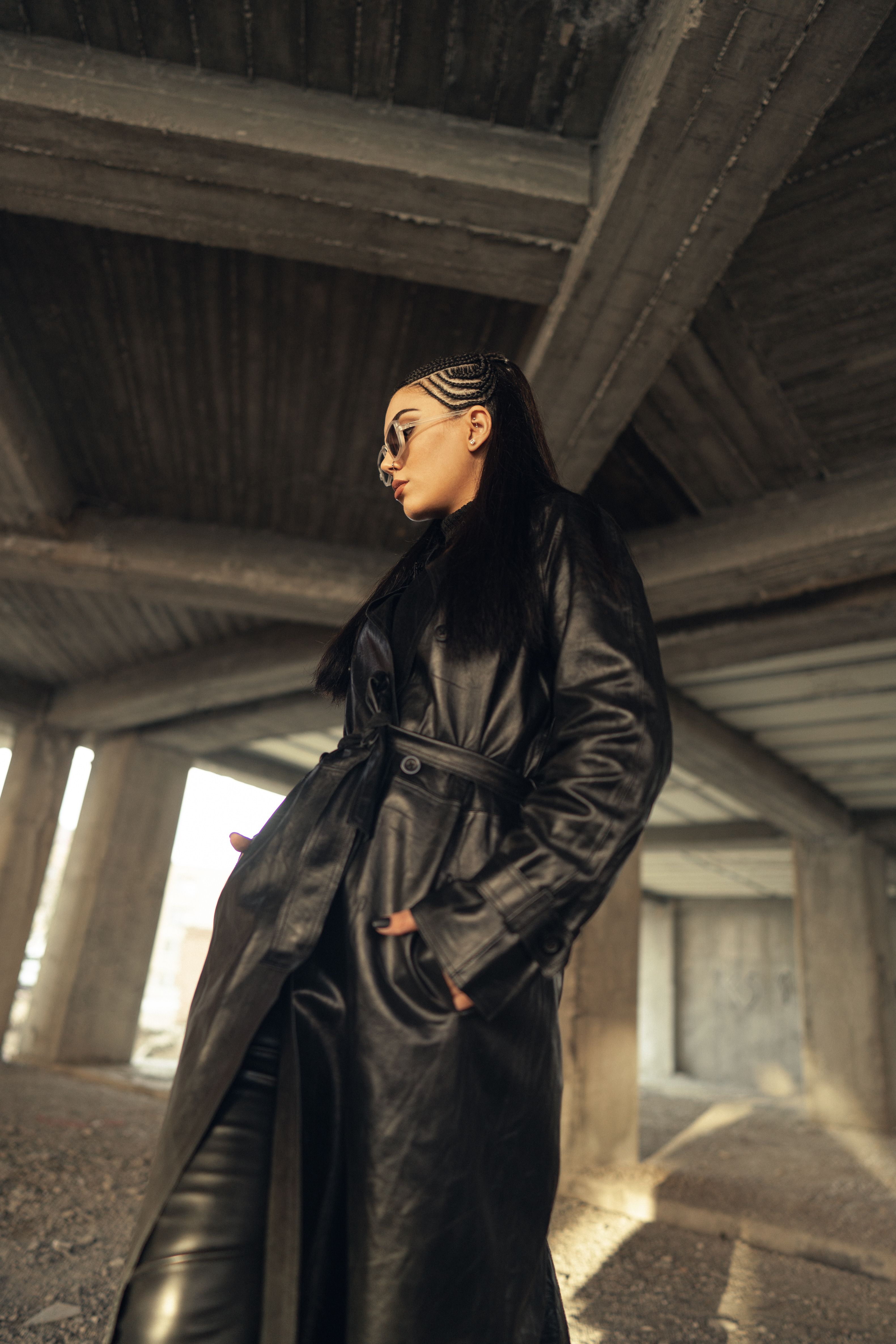 Low-Angle Shot of a Woman Wearing Black Leather Coat · Free Stock Photo