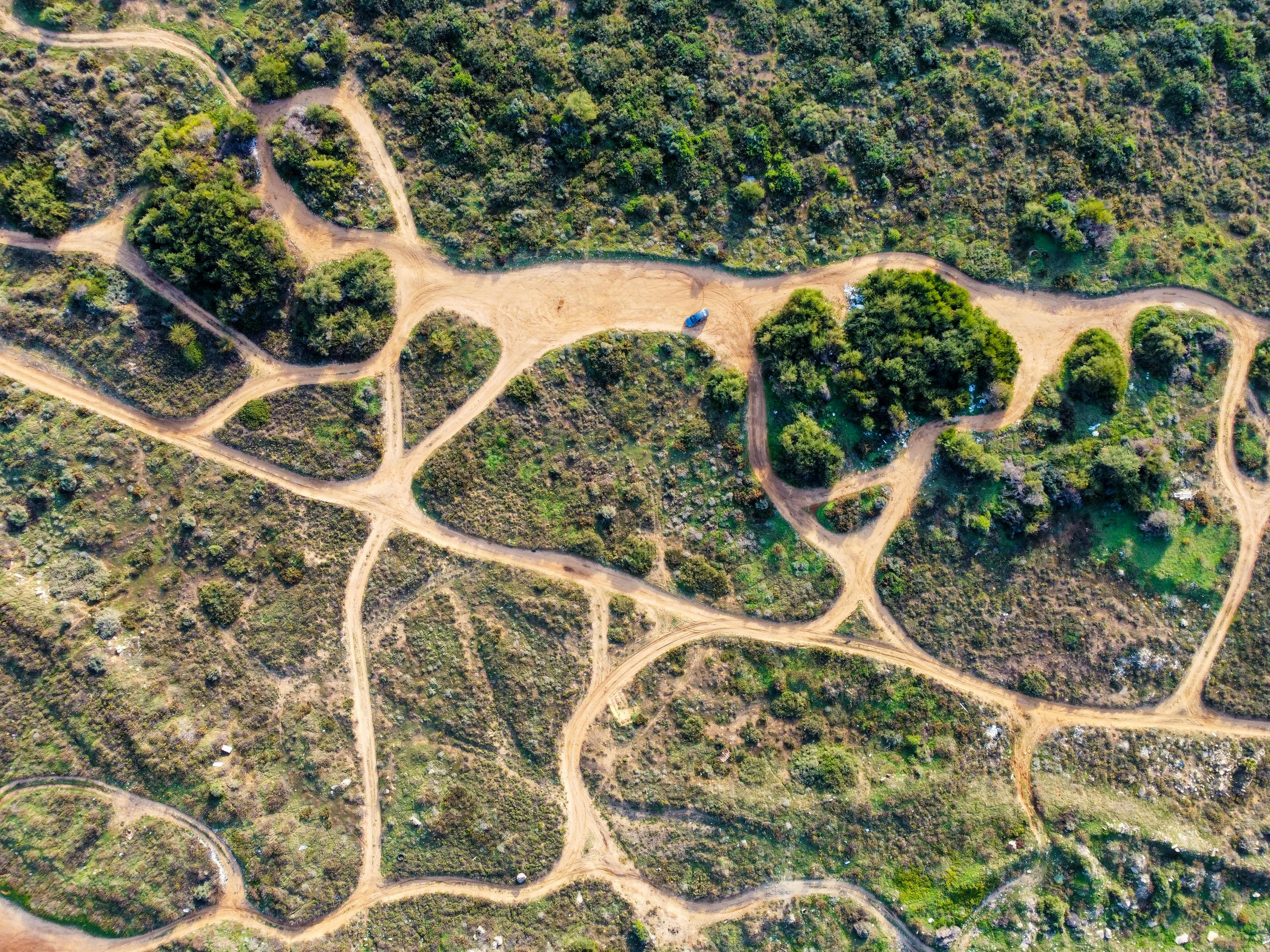 Aerial View of Dirt Road on the Field · Free Stock Photo