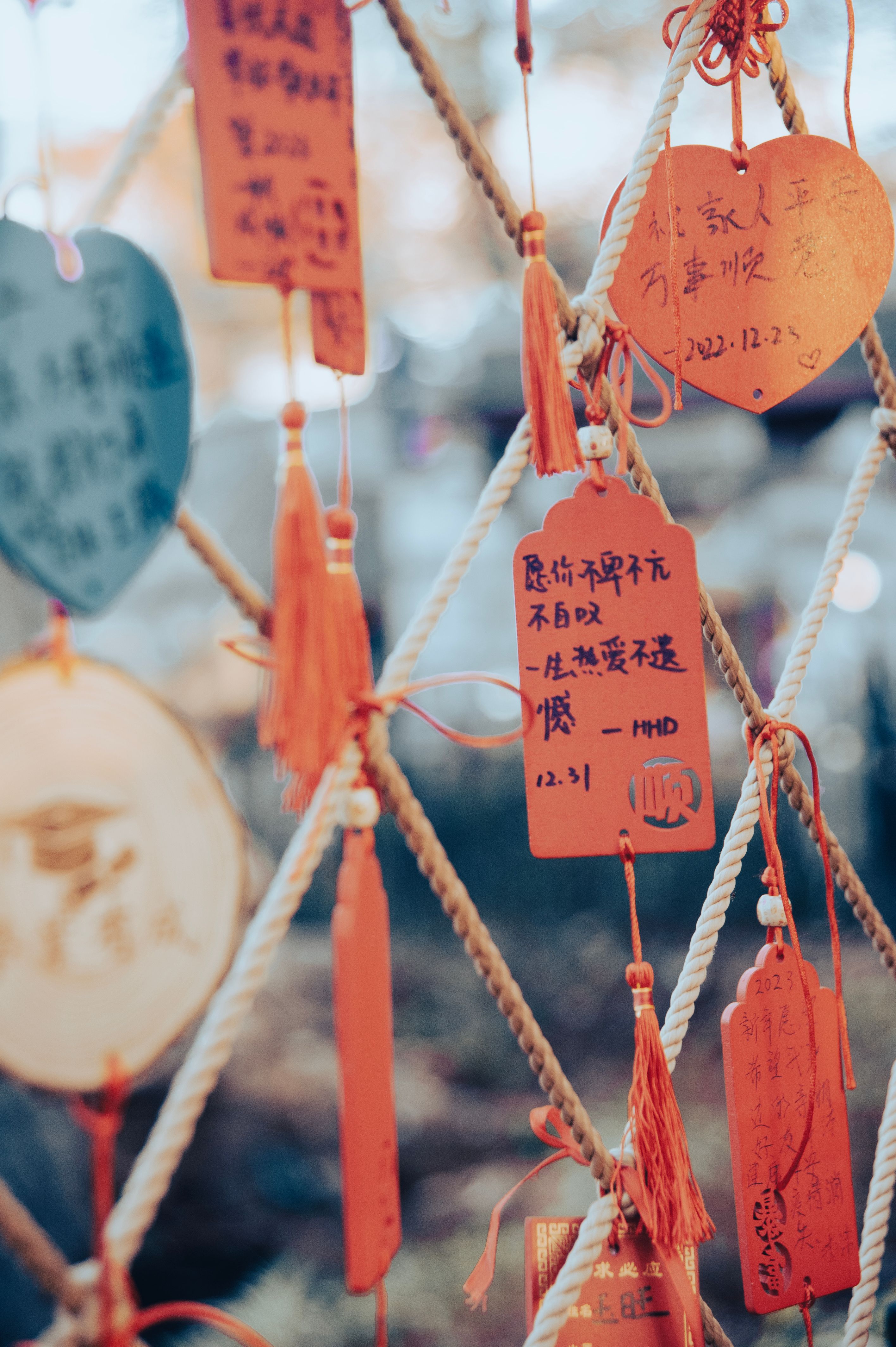 Hanging Wooden Asian Wishing Tags · Free Stock Photo