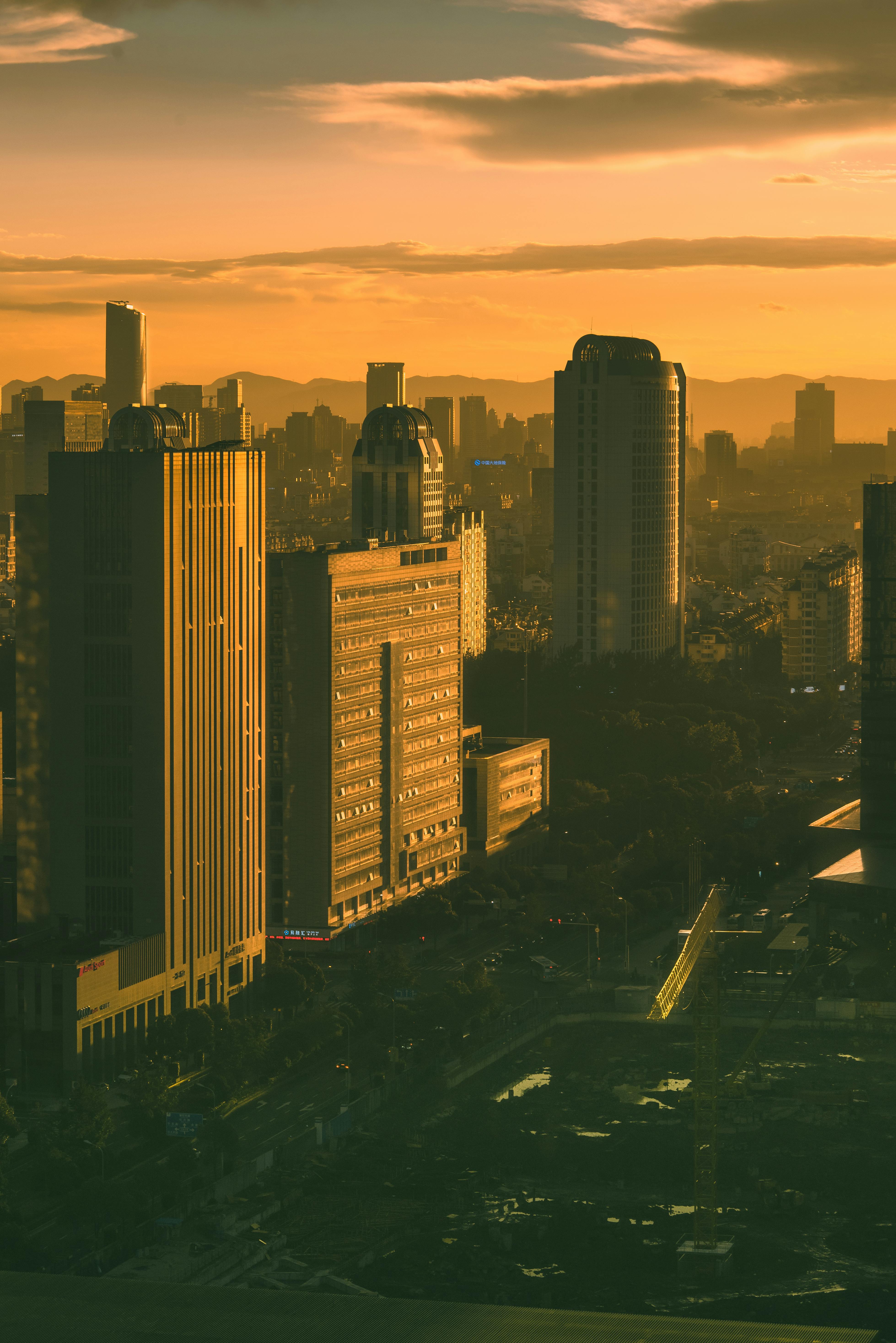 Skyscrapers at Golden Sunset · Free Stock Photo