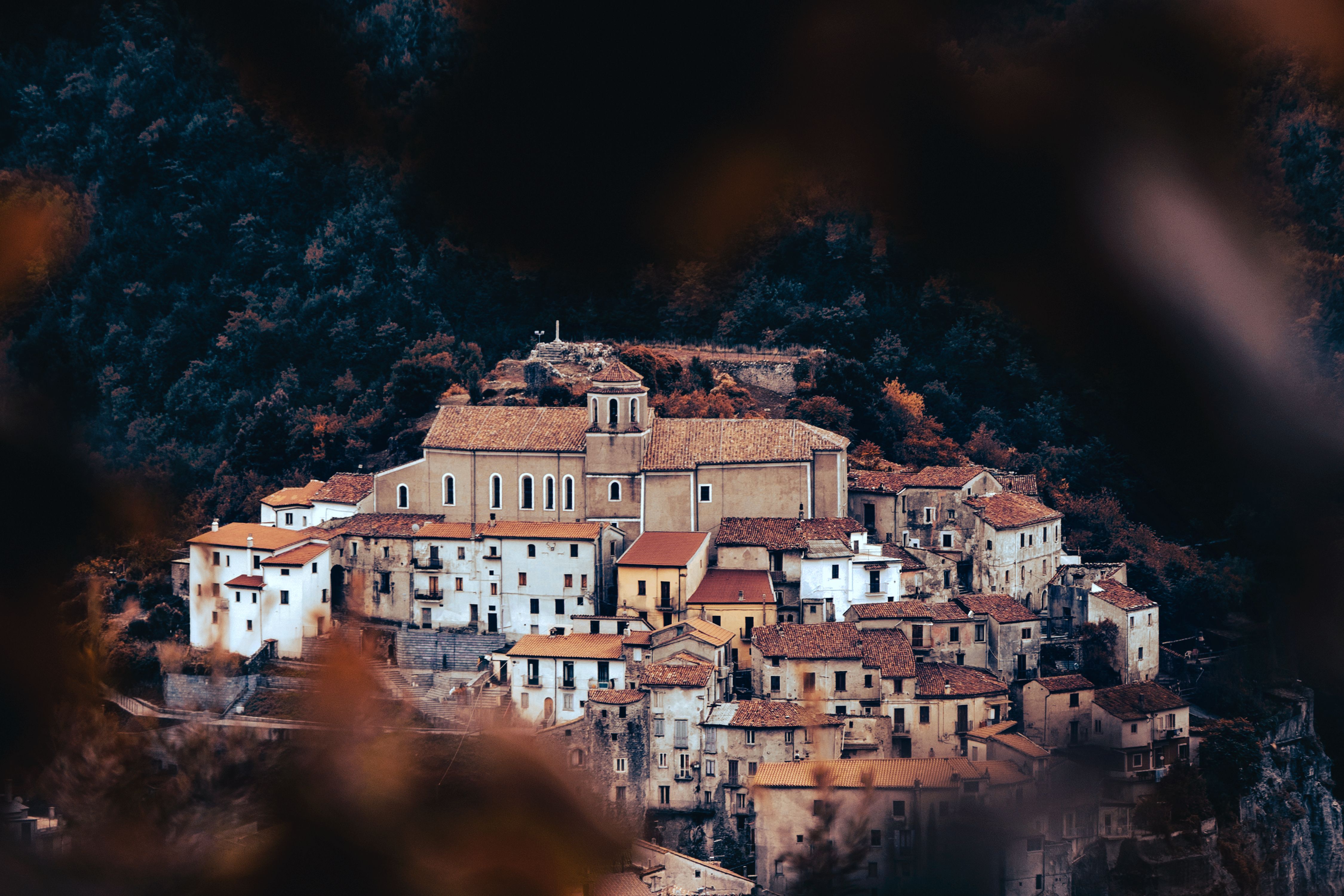 Old Town with Cathedral in Mountains · Free Stock Photo