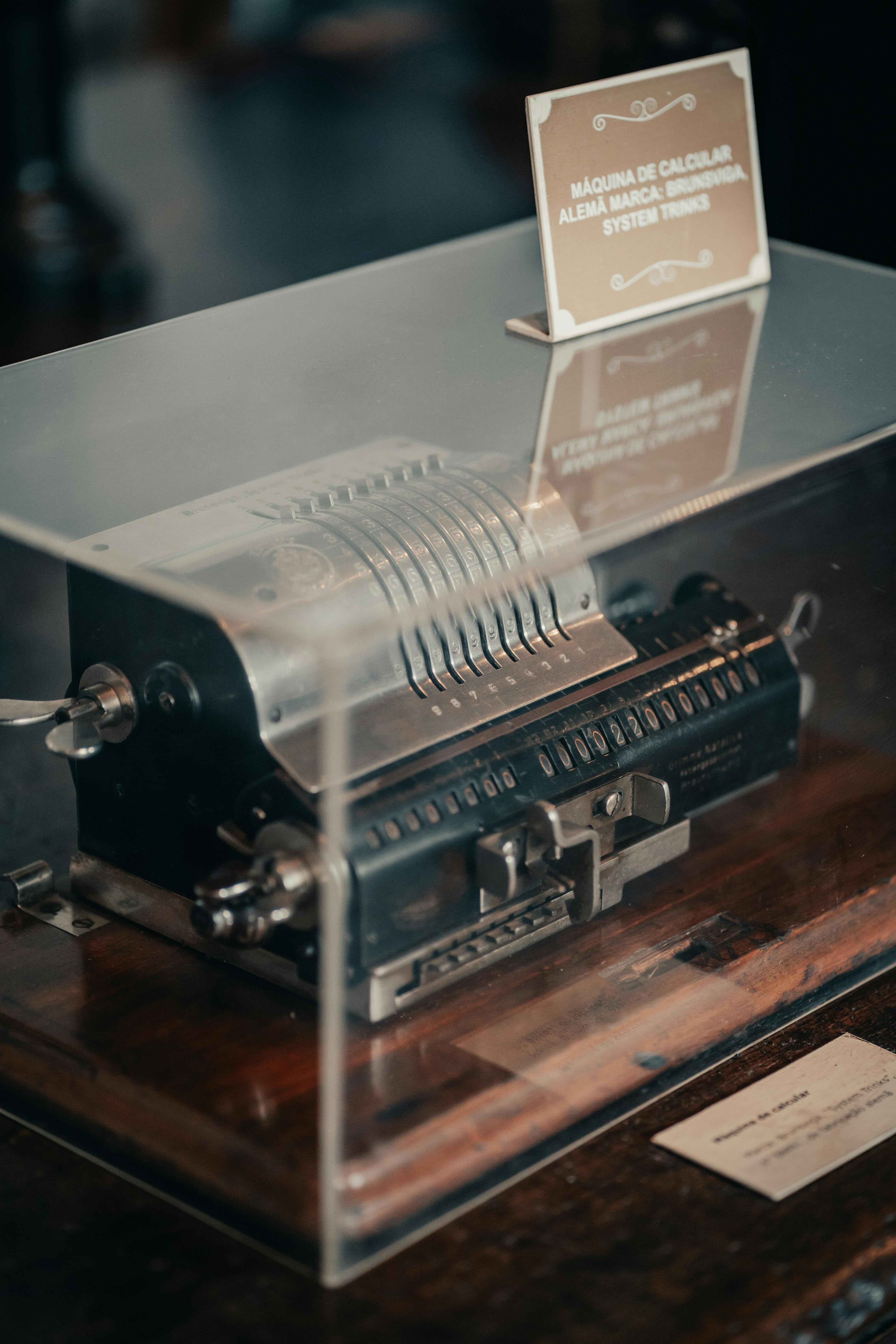 Antique Mechanical Calculator Trinks Brunsviga in a Museum Showcase ...