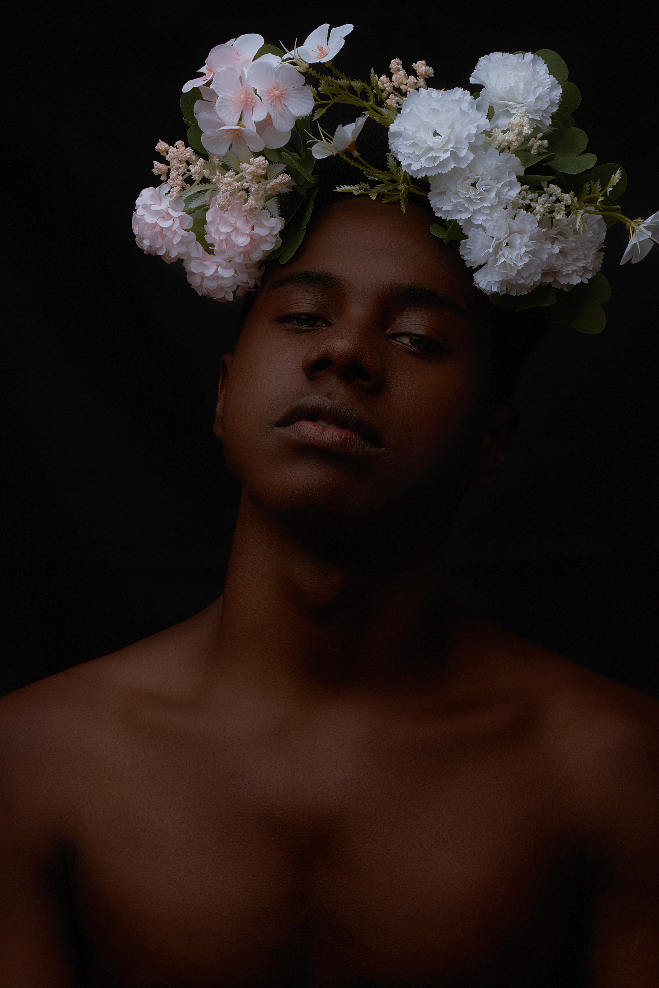 A Shirtless Man Wearing a Flower Crown · Free Stock Photo