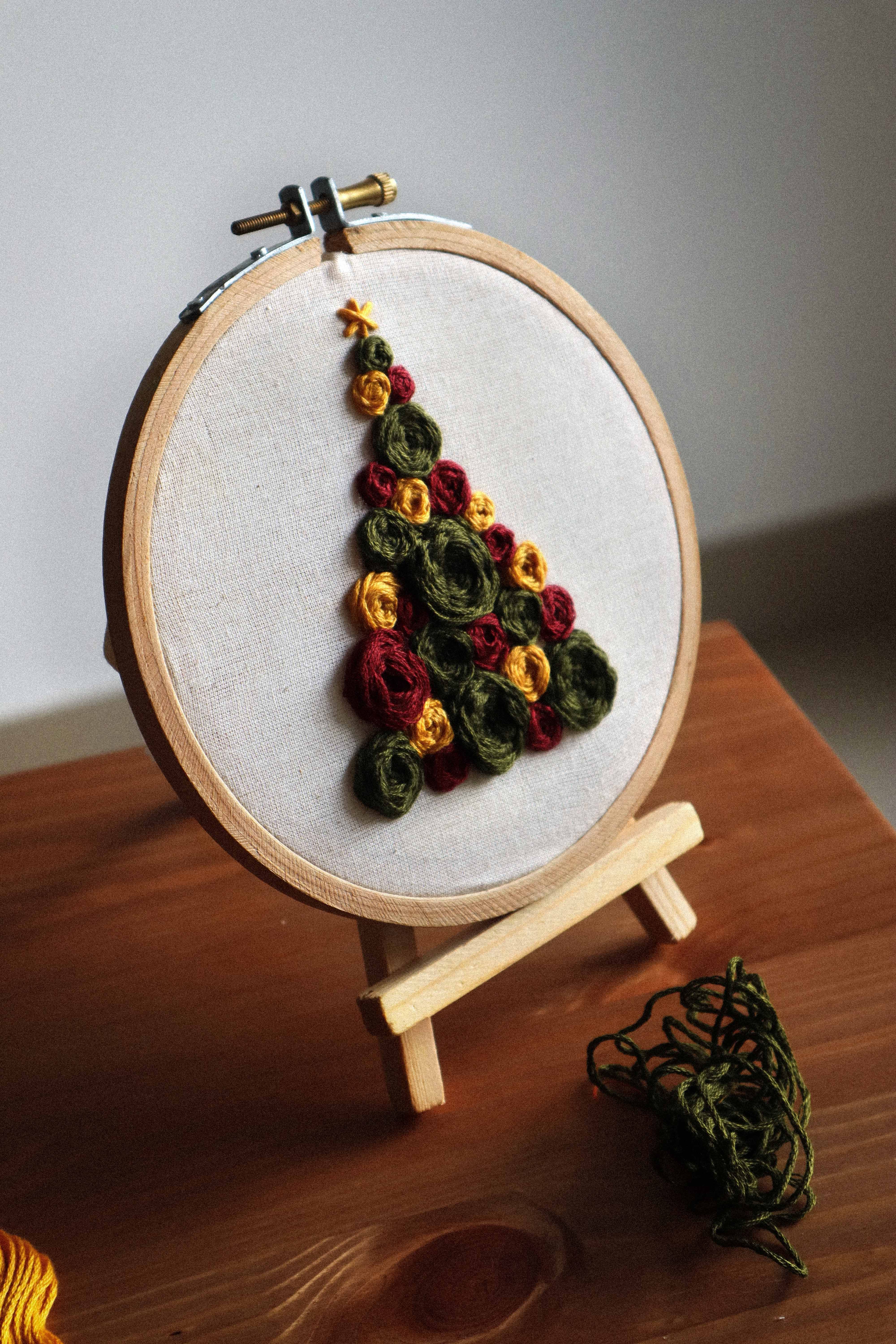 Photo of an Embroidery Hoop with a Christmas Tree Pattern · Free Stock ...