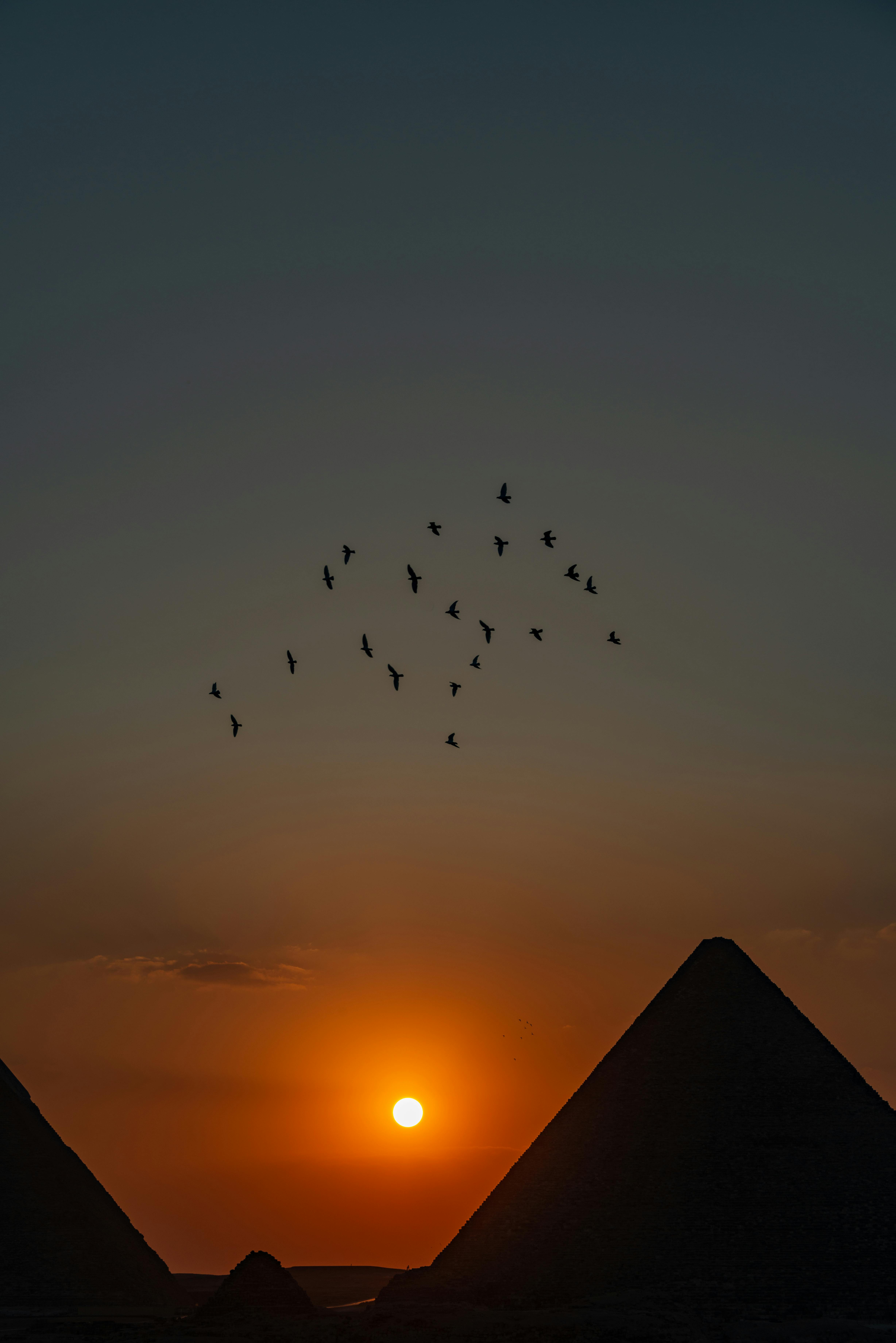 Birds Flying over Pyramids at Sunset · Free Stock Photo