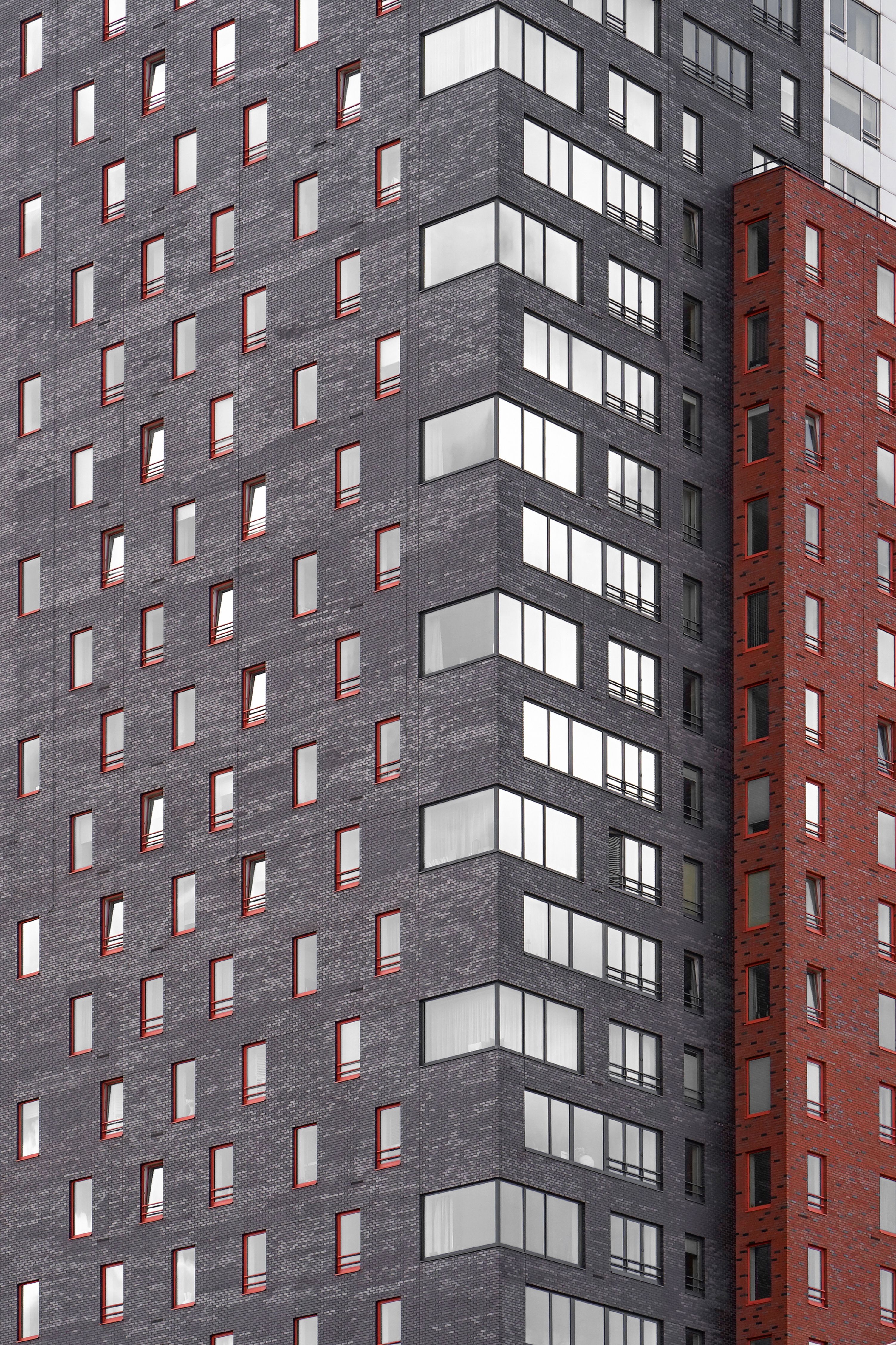 Facade of gray brick wall with windows. Abstract architecture · Free ...