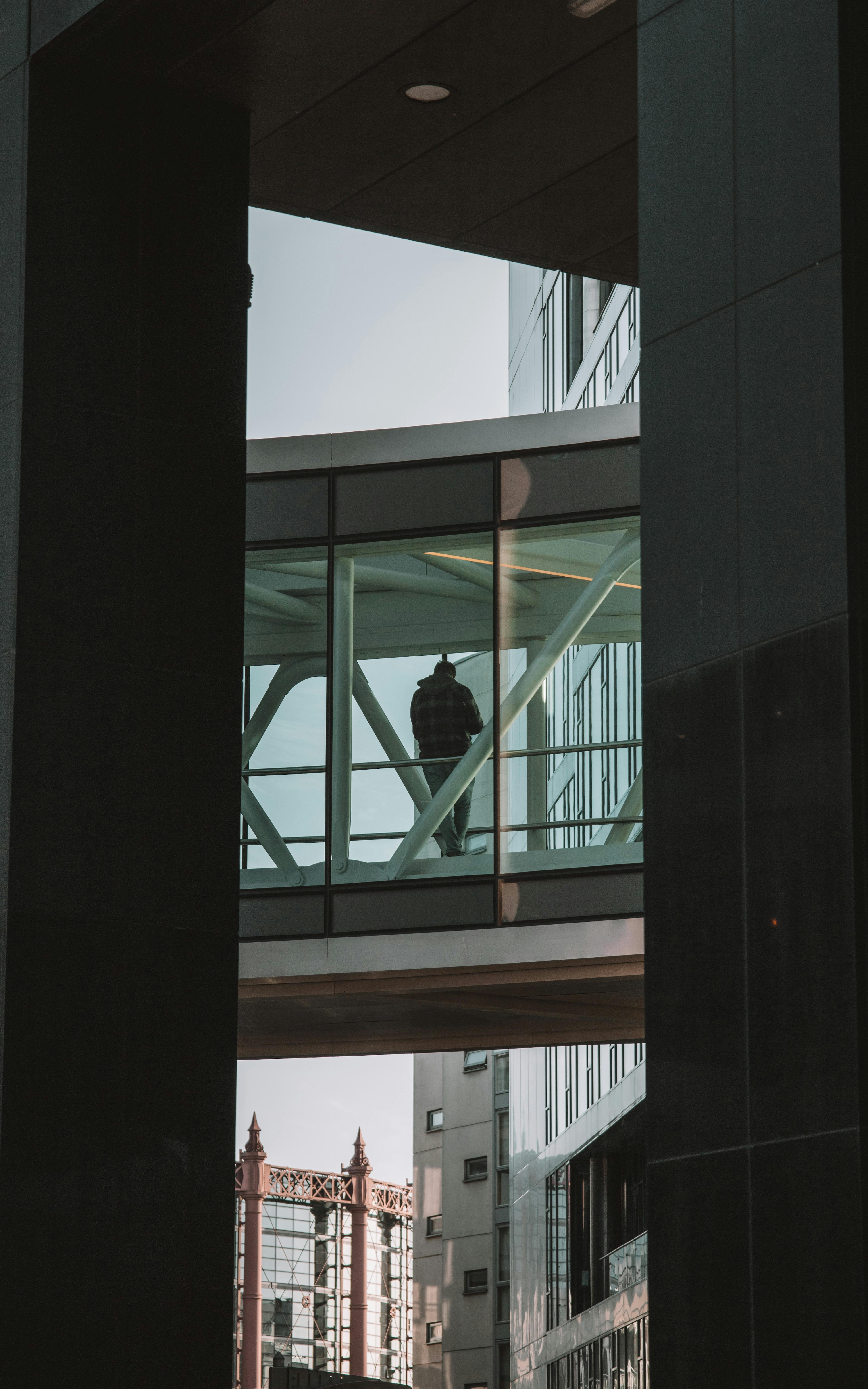 Man Standing on Suspension Walkway · Free Stock Photo