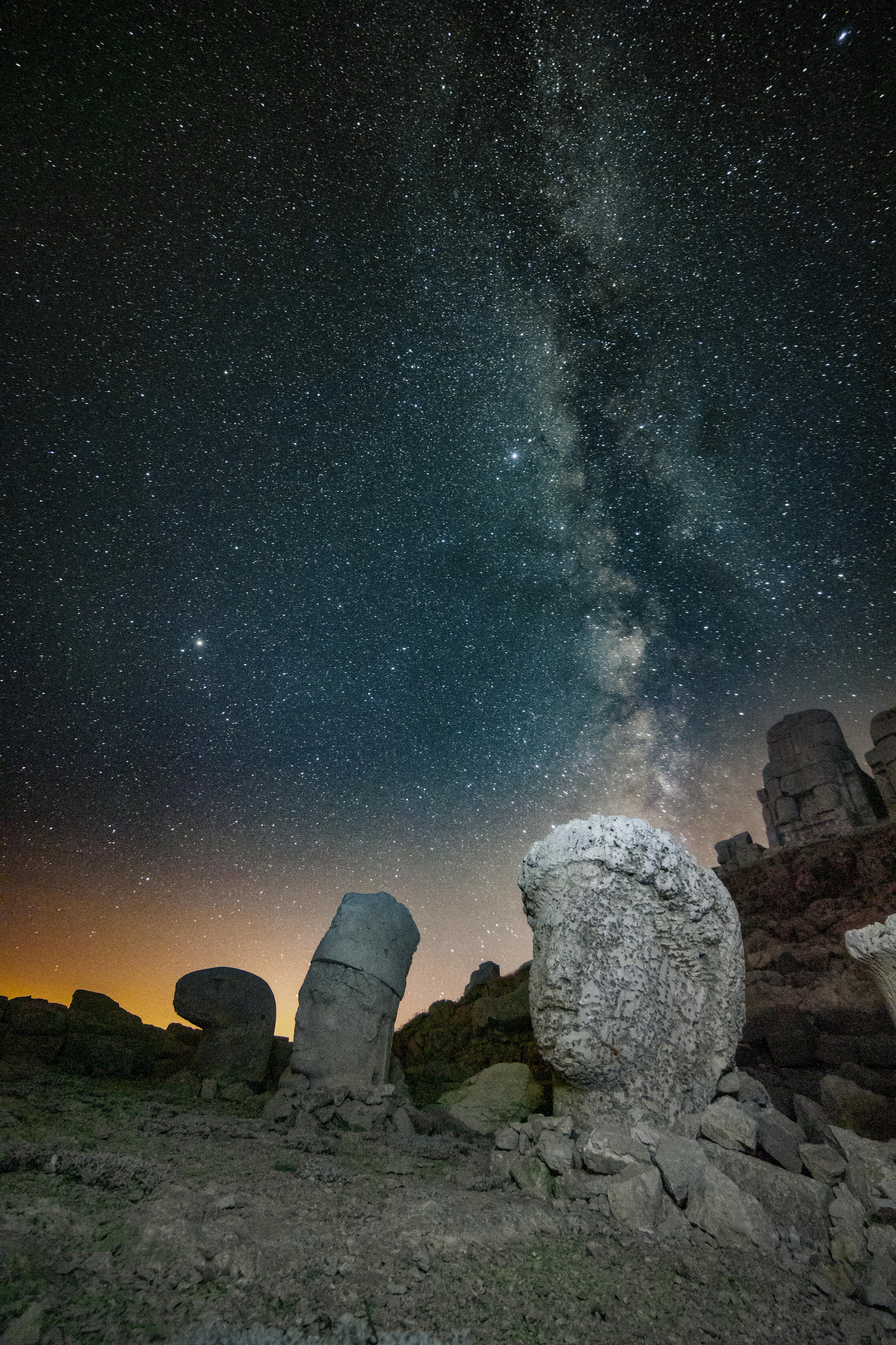 Stars on Clear Sky over Ancient Sculptures · Free Stock Photo