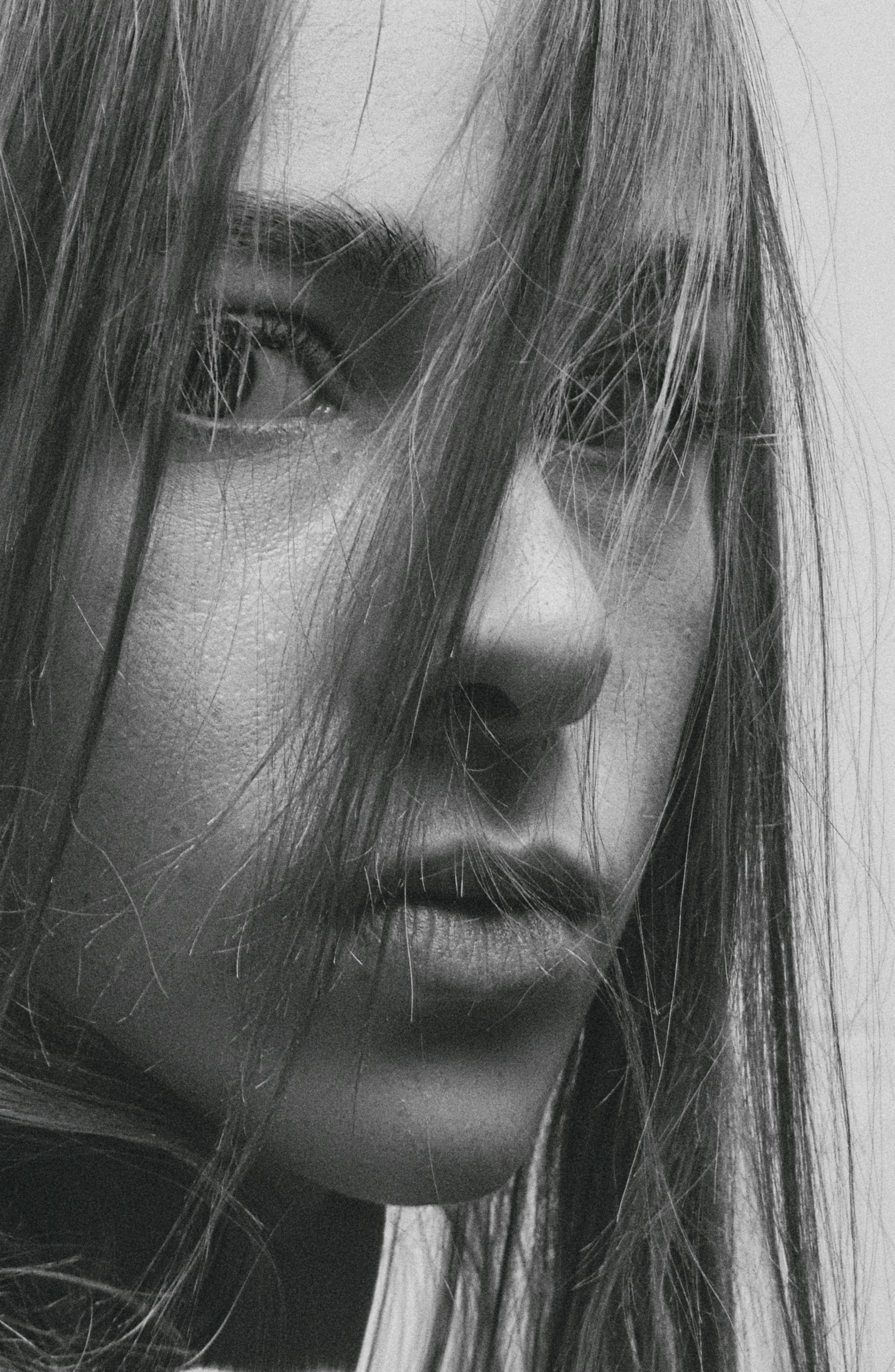 Grayscale Photo of a Woman's Face · Free Stock Photo