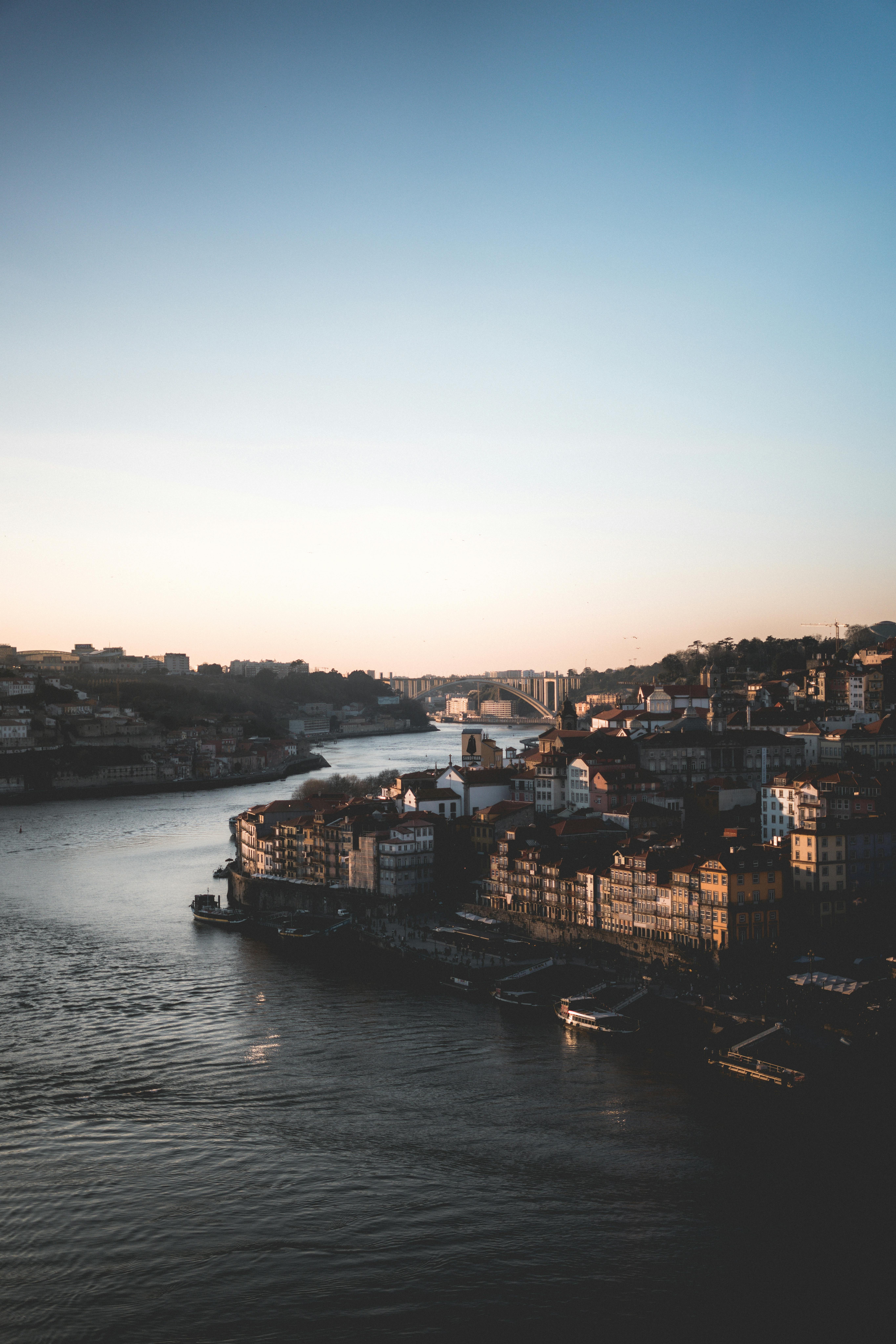 Aerial View of City on River Bank · Free Stock Photo