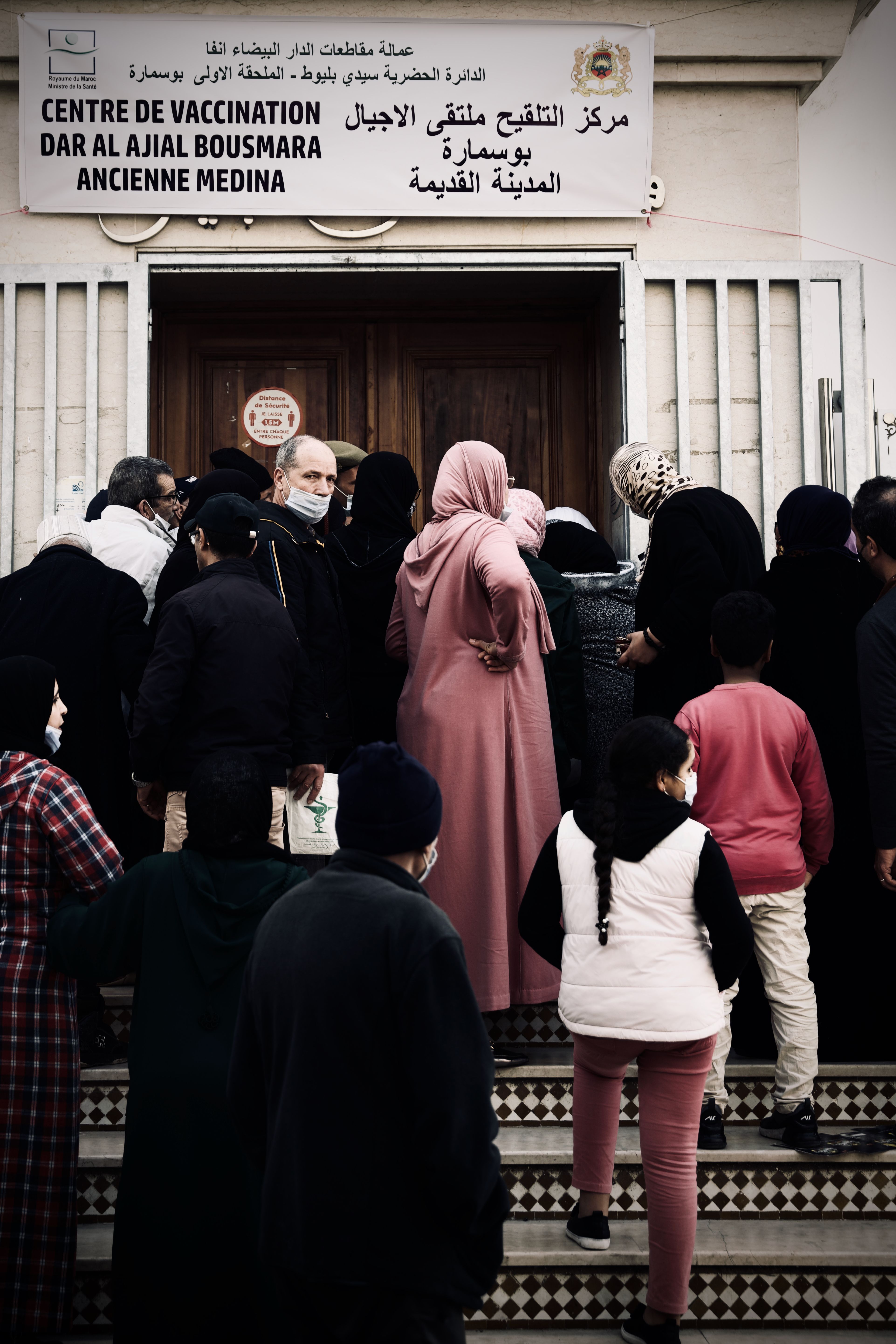 People Standing on the Steps of a Vaccination Center in Morocco · Free ...
