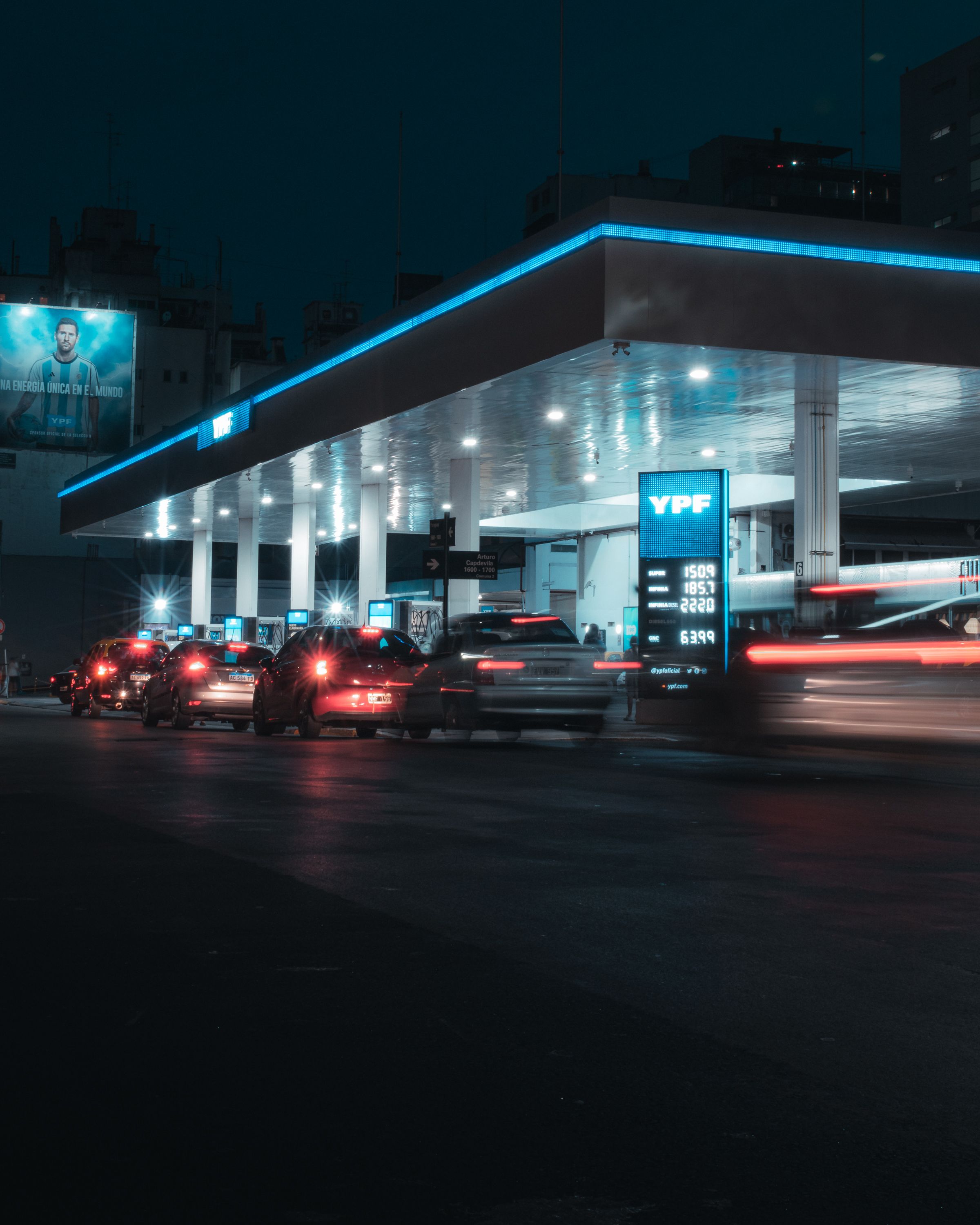 A Gas Station at Night · Free Stock Photo