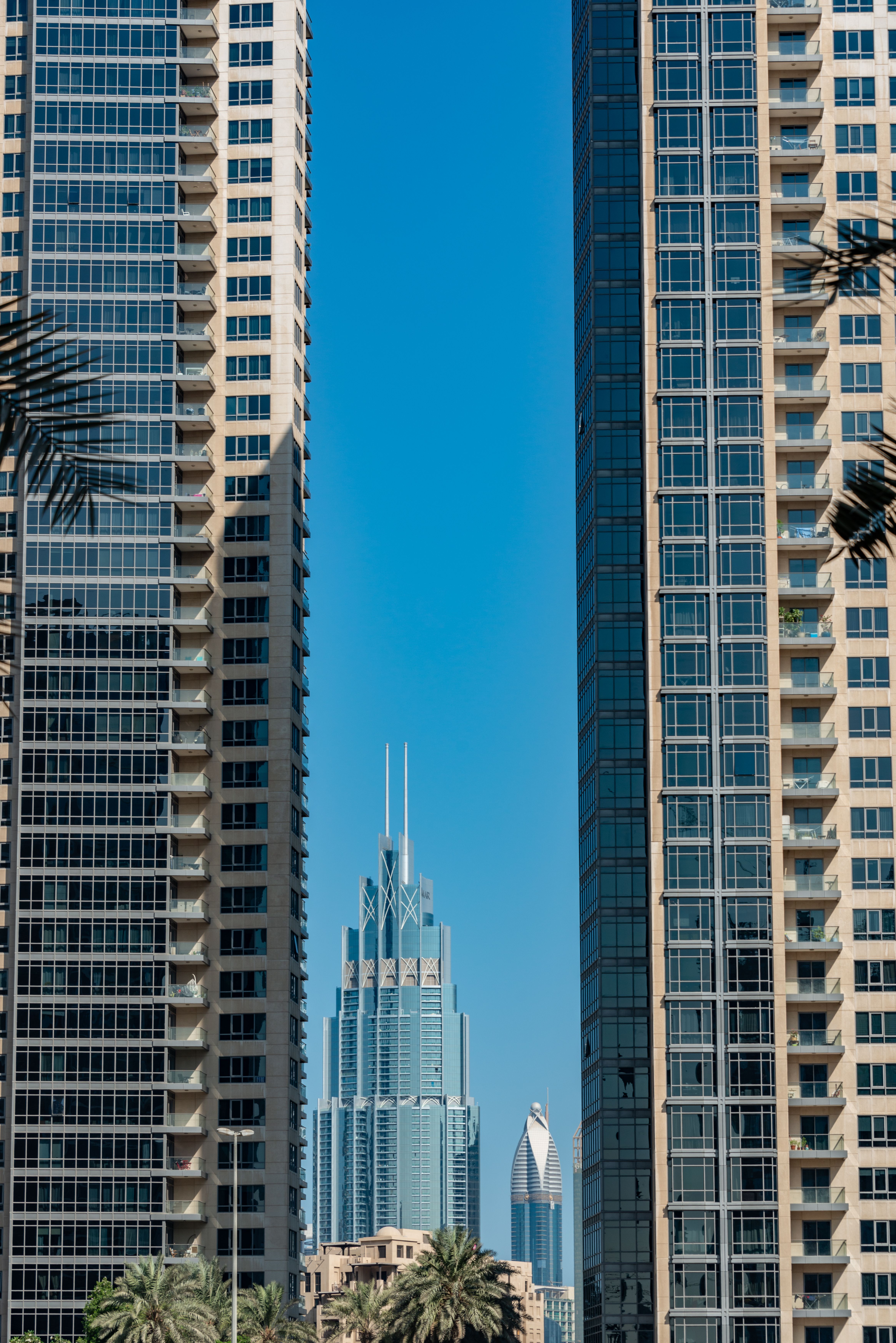 Modern Skyscrapers and Burj Khalifa in Dubai, United Arab Emirates ...