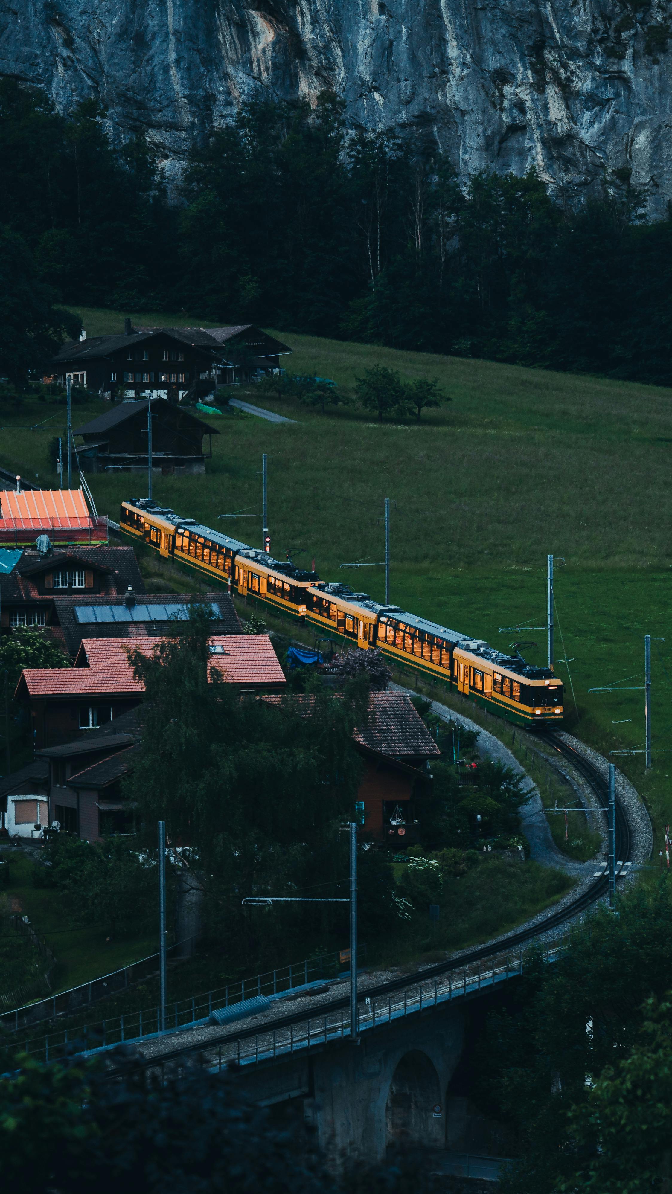 A Train in Mountains · Free Stock Photo