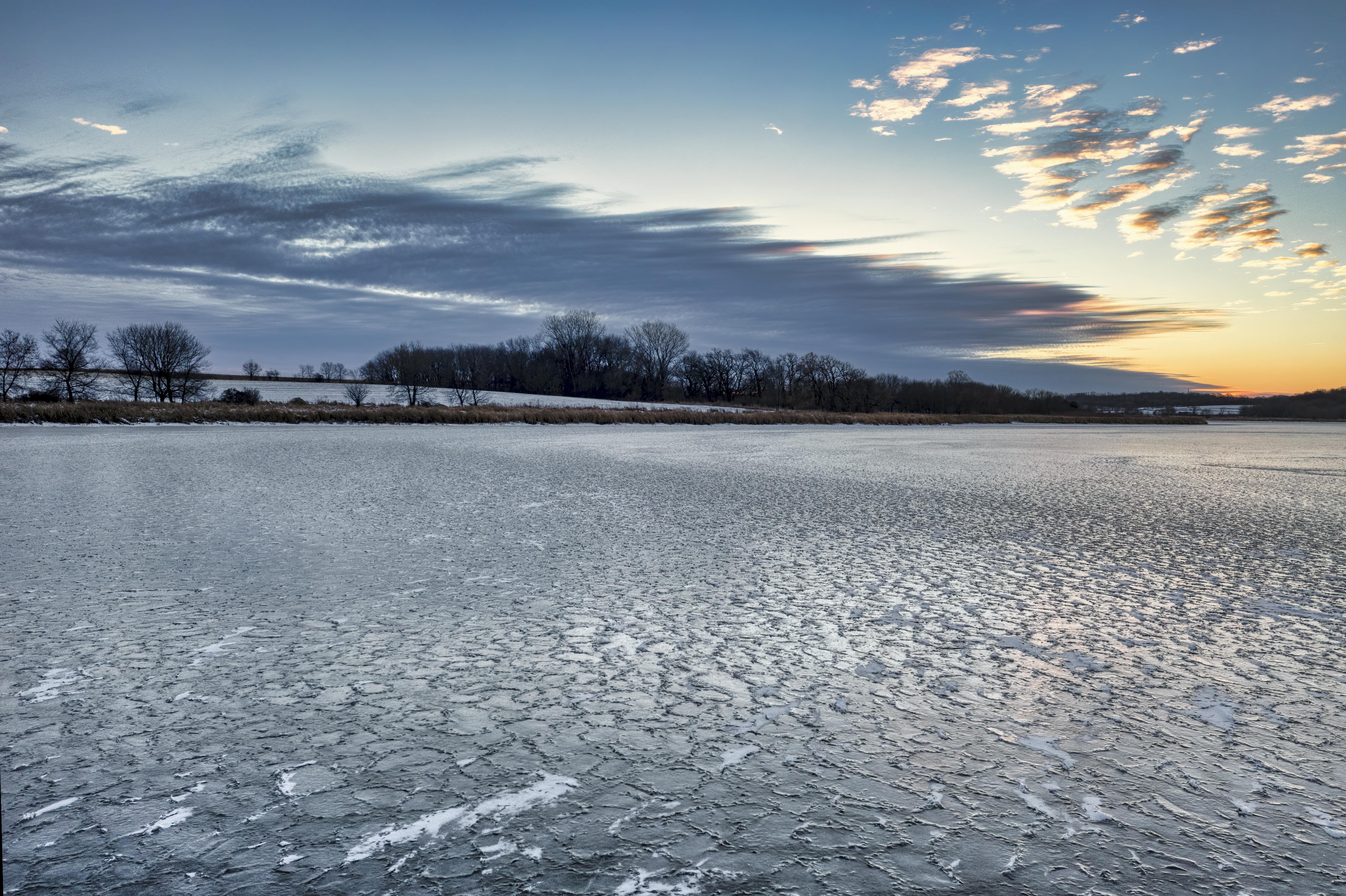 Frozen Lake at Sunset · Free Stock Photo
