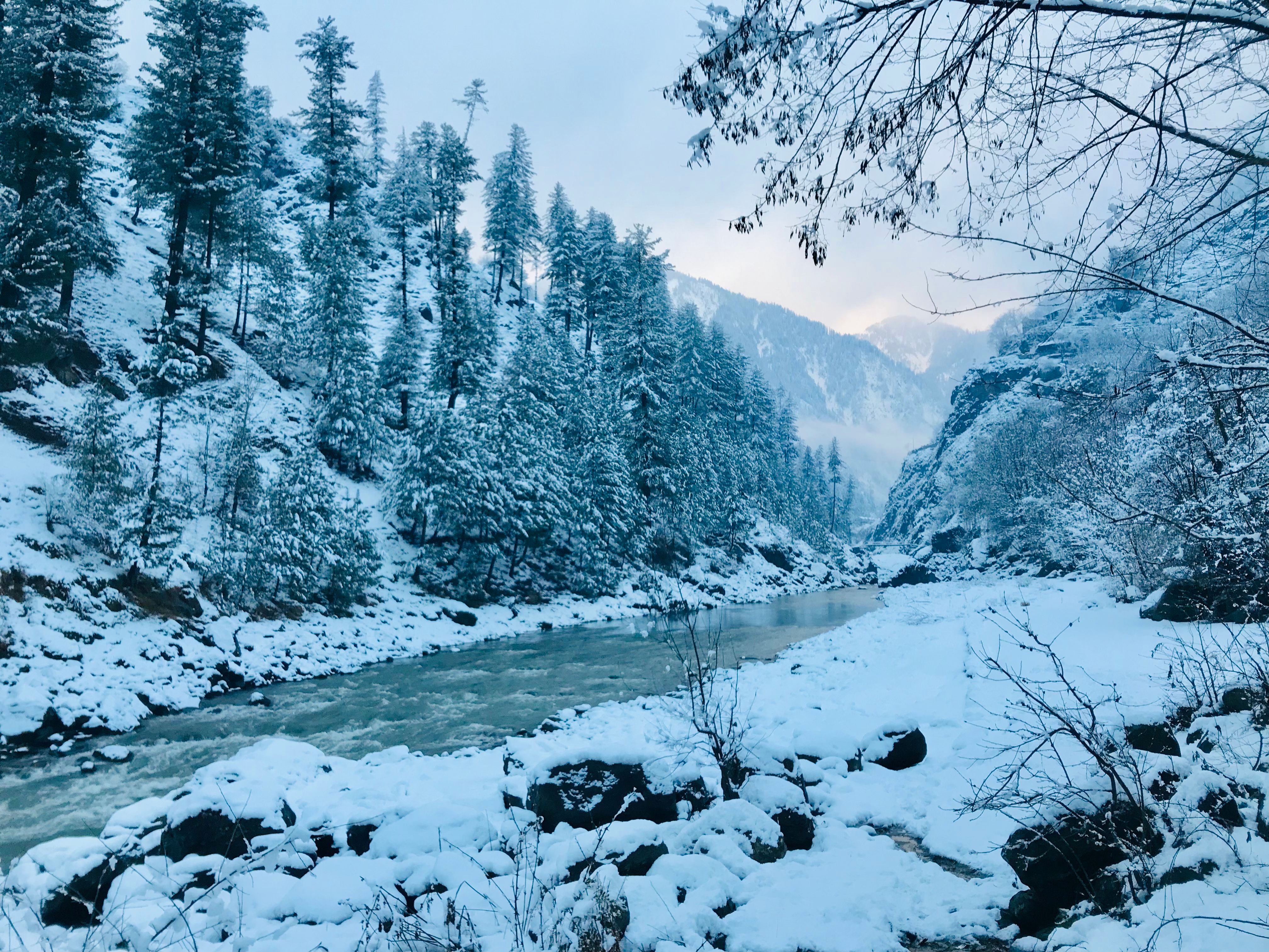 Winter Landscape of a River in a Valley · Free Stock Photo