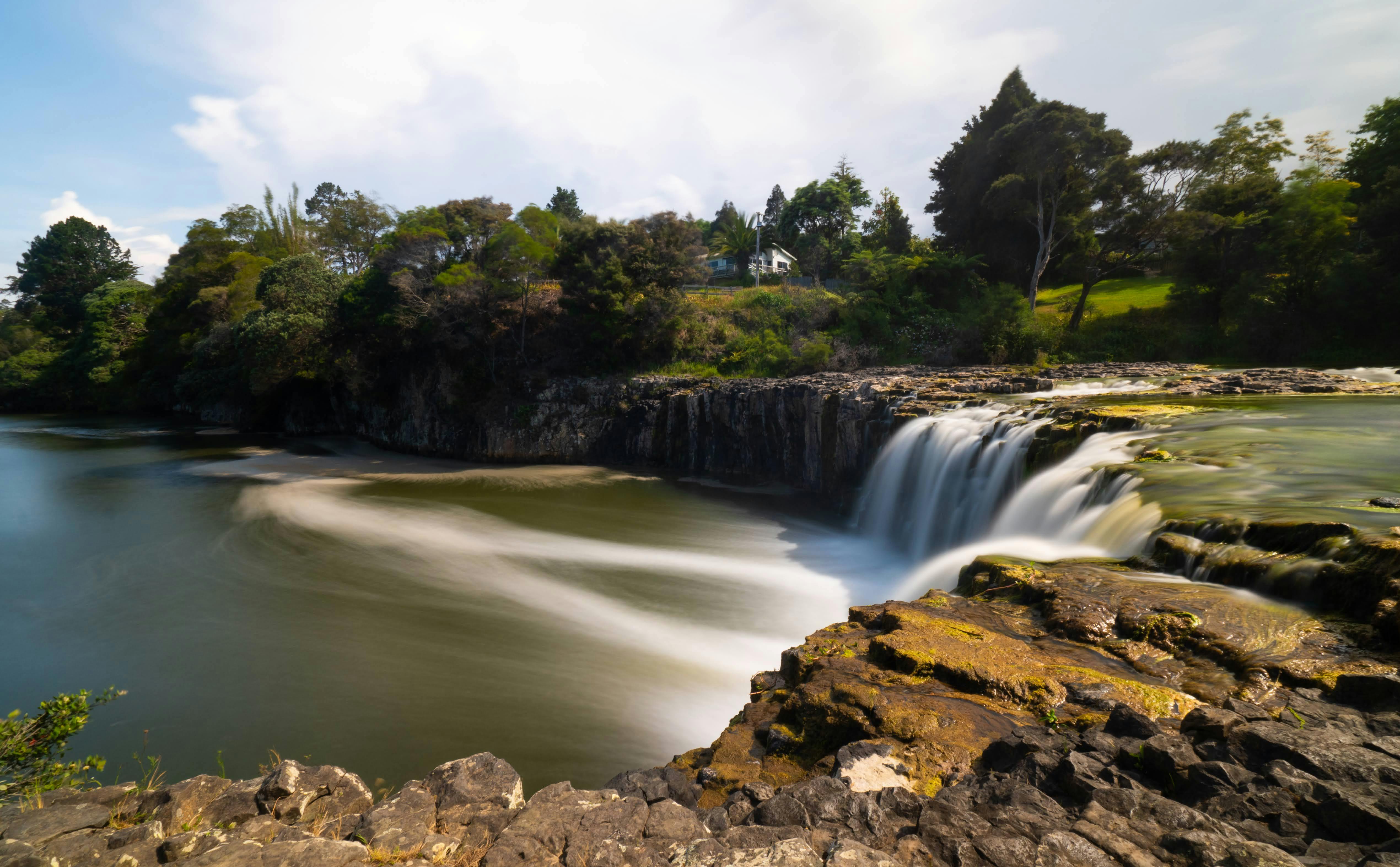 Photo of a Waterfall Between Trees · Free Stock Photo