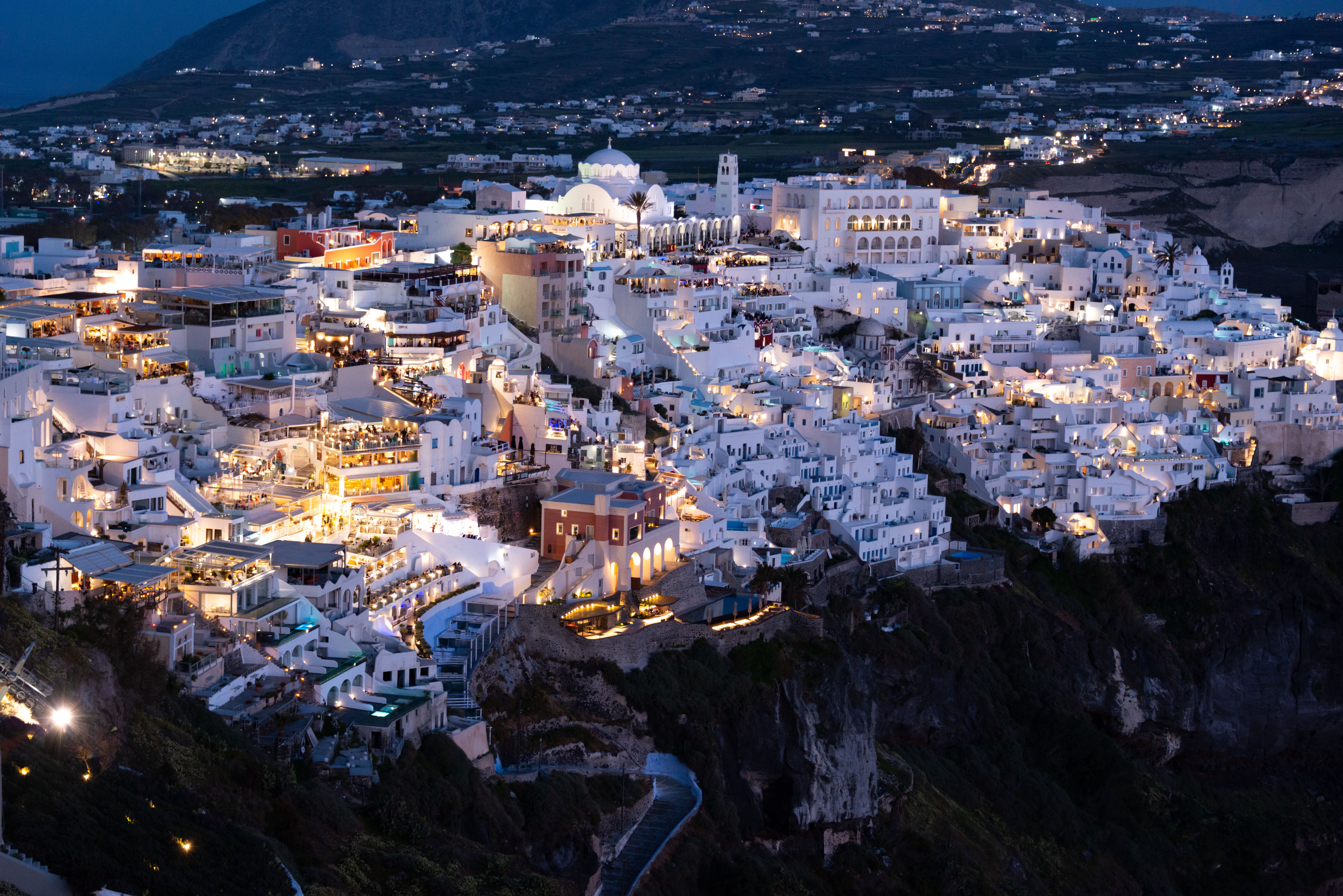 Aerial View of Santorini in the Evening, Greece · Free Stock Photo