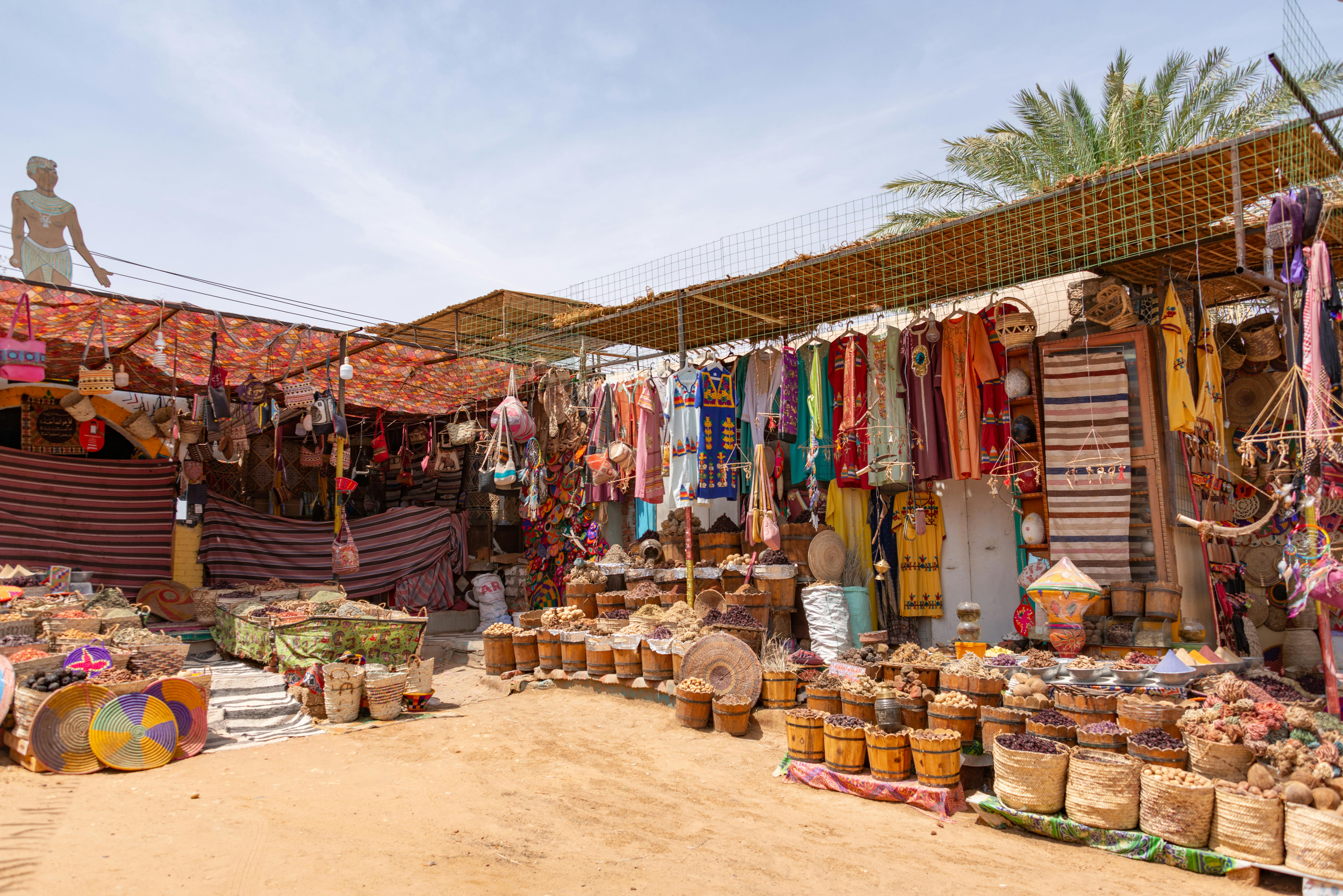 Photo of a Bazaar with Multicoloured Textiles and Decoration in ...